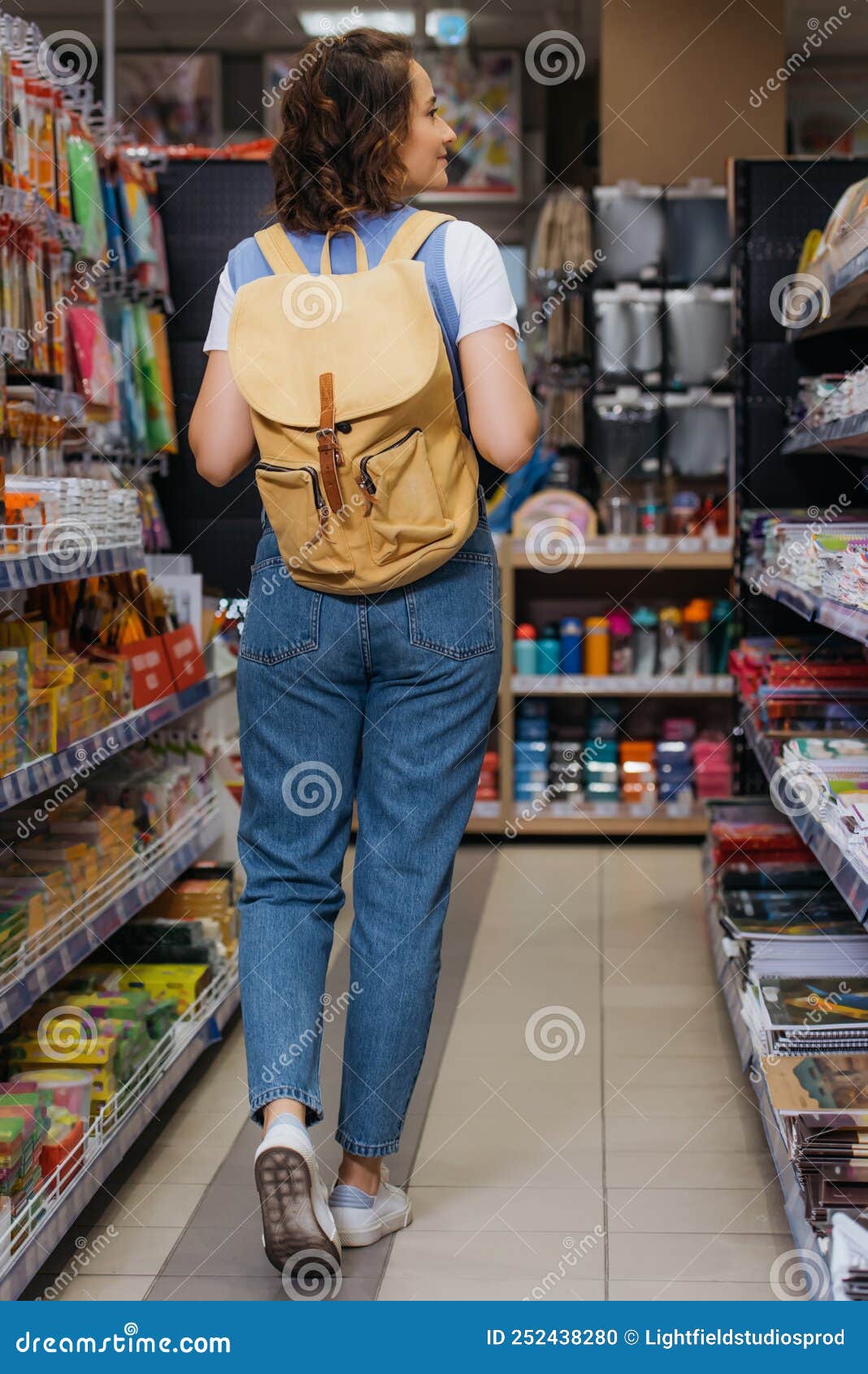 Back View of Student with Backpack Stock Photo - Image of beautiful ...