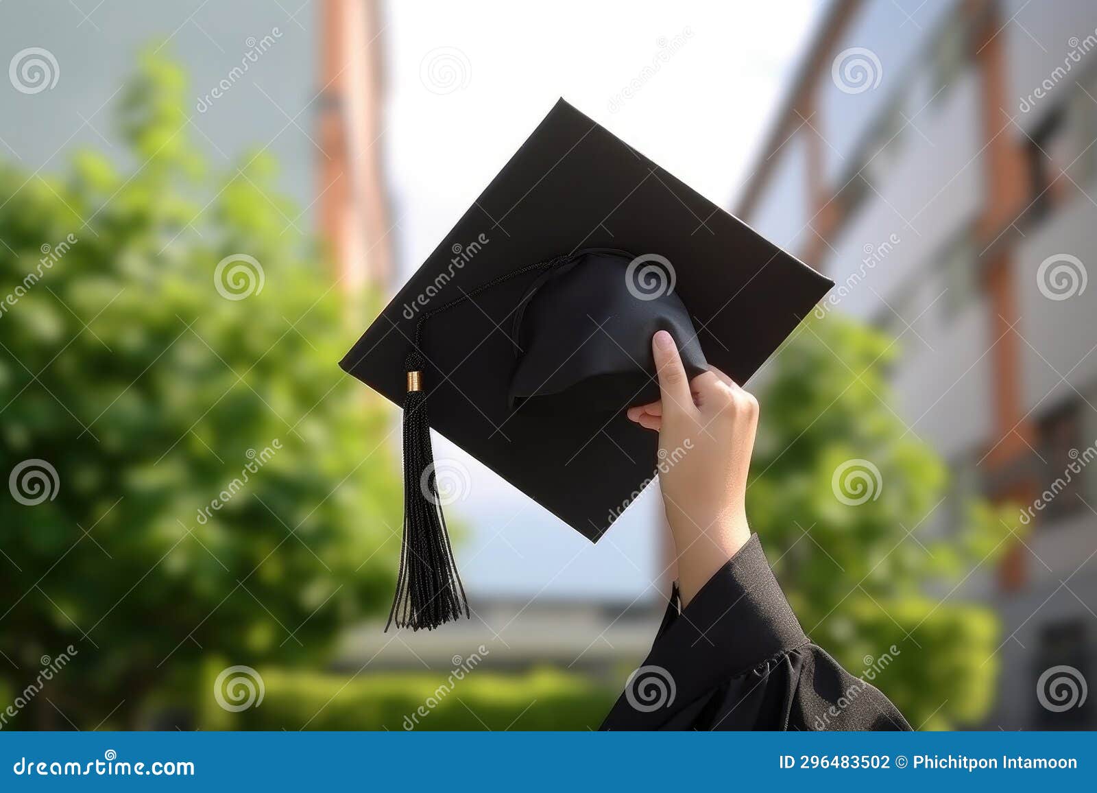 Back View a Students in Black Graduation during Convocation Ceremony ...
