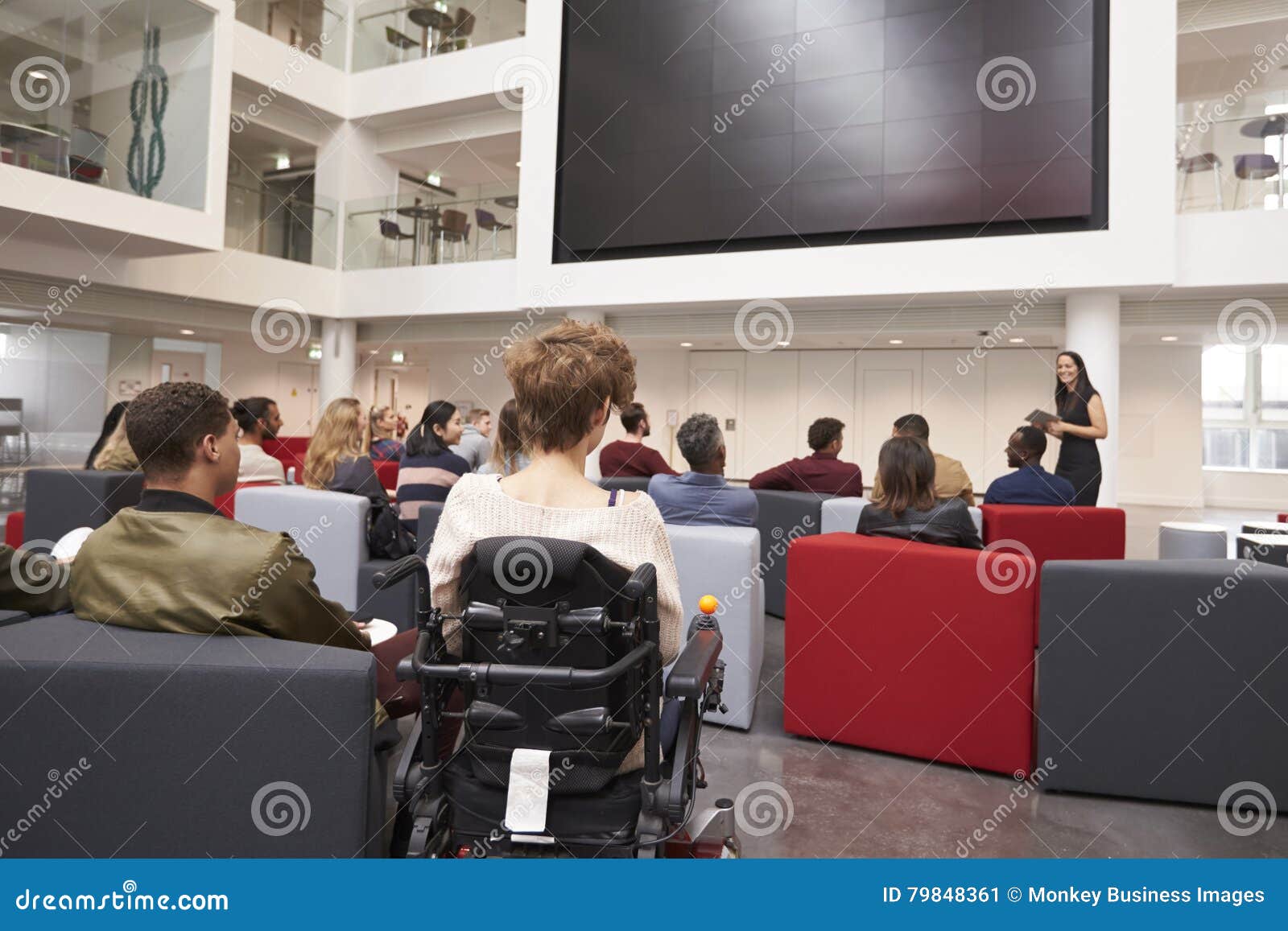 Back View of Students at a Lecture in a University Atrium Stock Image ...