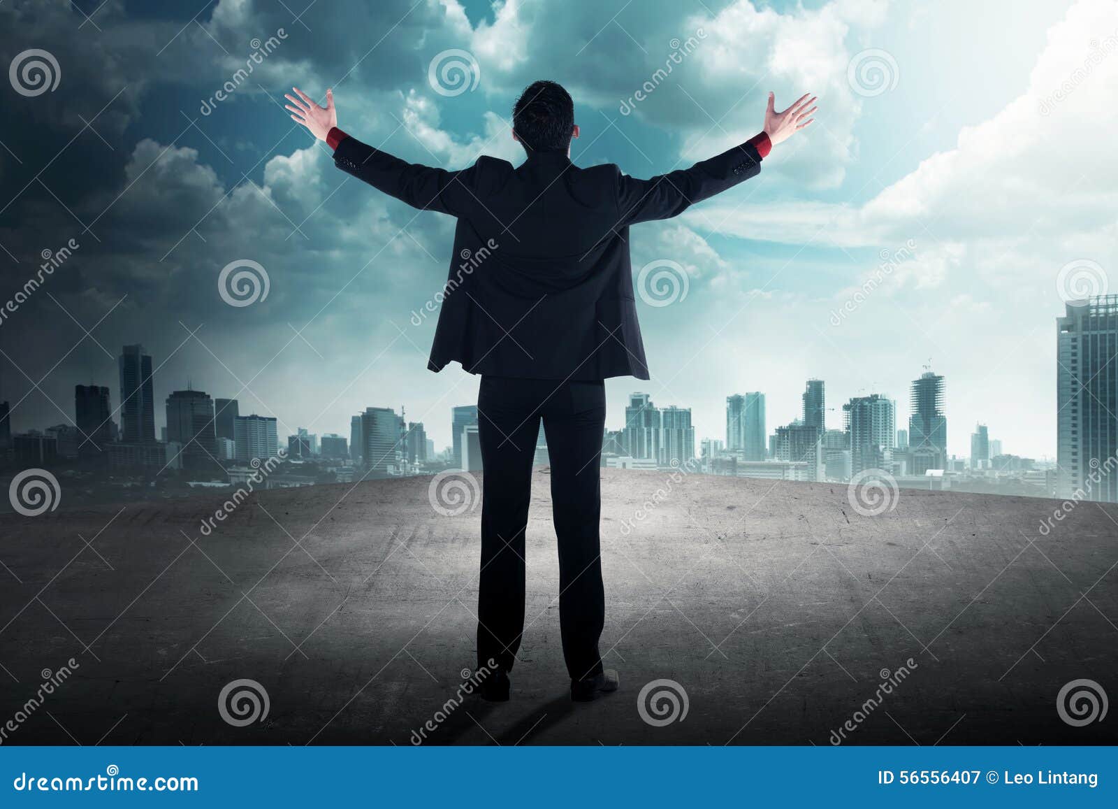 Back View of Successful Business Man on the Rooftop Stock Image - Image ...