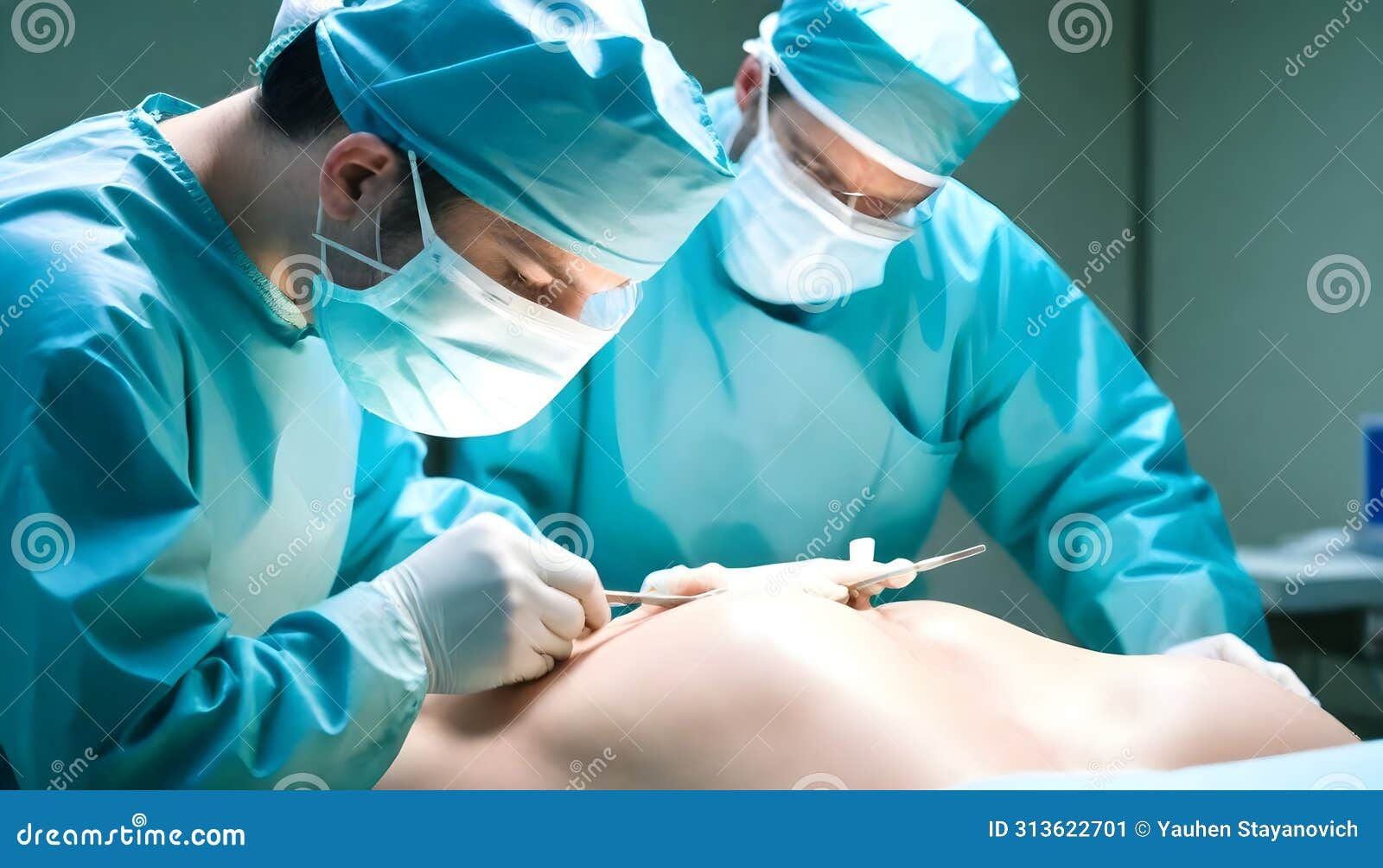 Back View of a Surgeon Doing a Surgical Operation at Hospital Stock ...