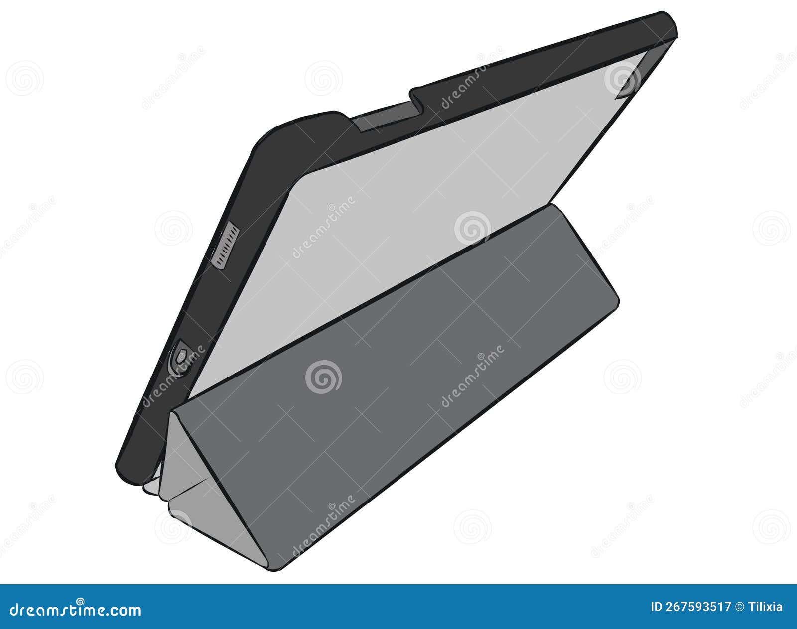 Back View of a Tablet with Tablet Case Stock Illustration ...