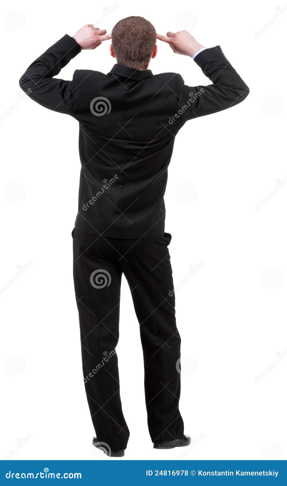 Back View of Thinking Business Man Stock Photo - Image of caucasian ...