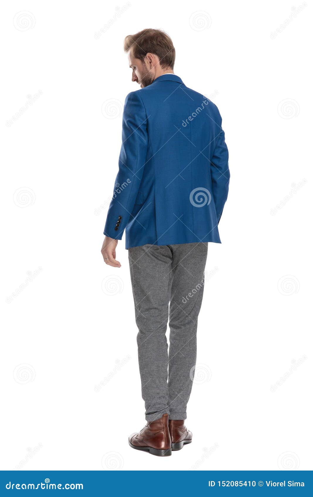 Back View of Thoughtful Casual Guy Looking Down Stock Photo - Image of ...