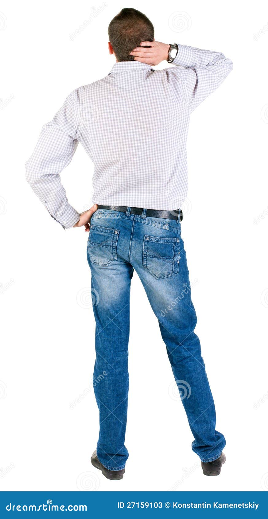 Back View of Thoughtful Young Man. Stock Image - Image of think ...
