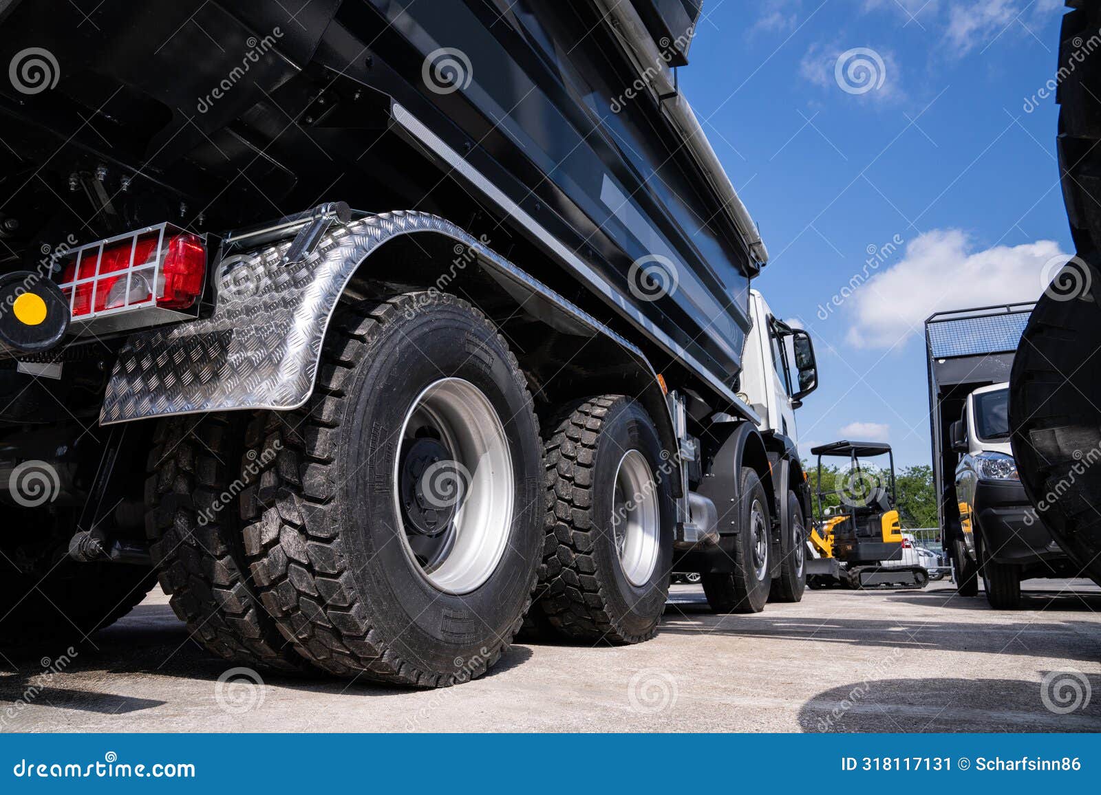 Back view of tipper truck stock image. Image of site - 318117131