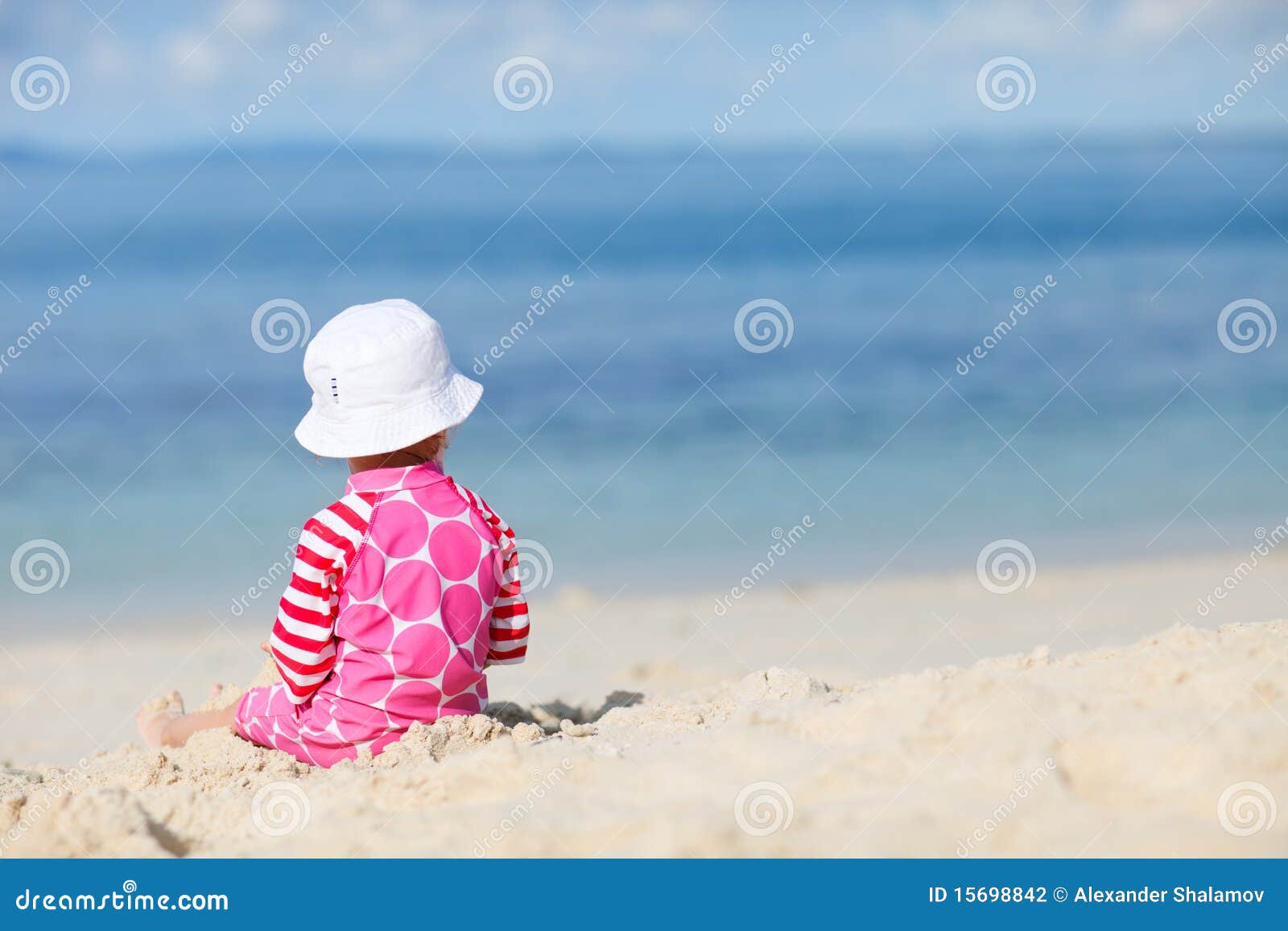 Back View of Toddler Girl on Beach Stock Photo - Image of summer ...