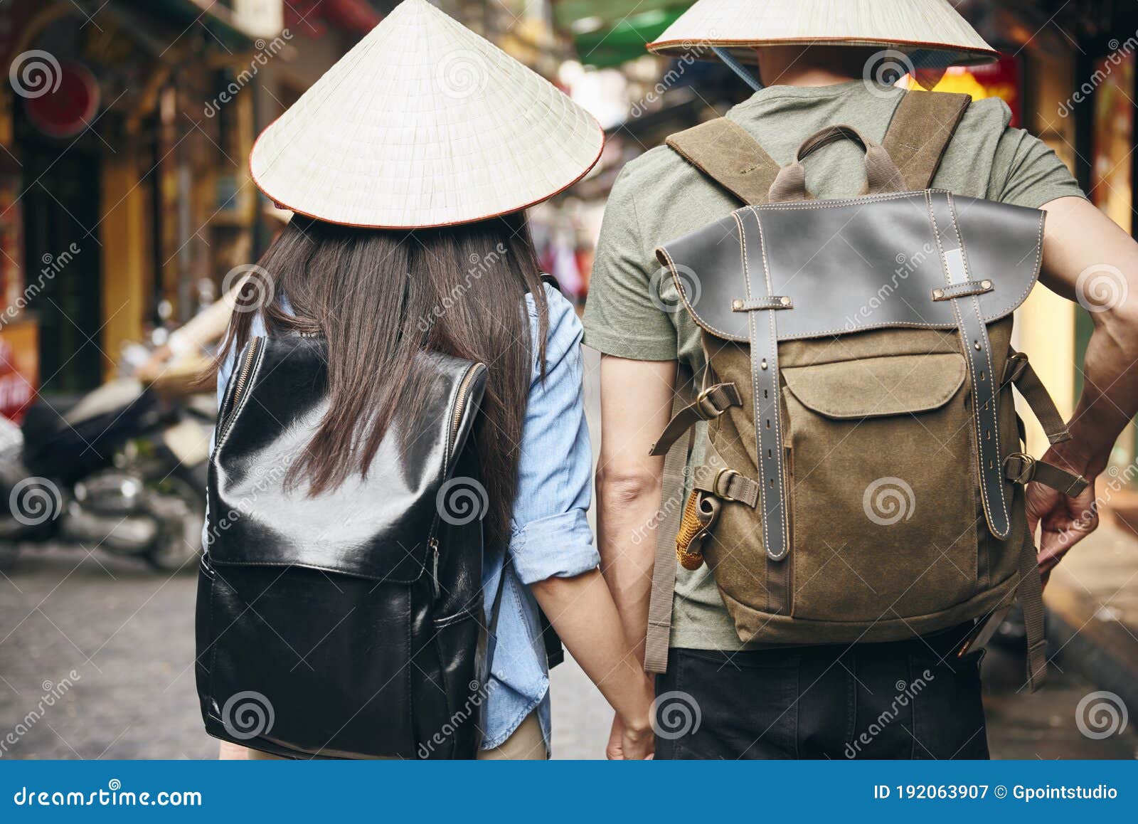 Back View of Tourist with Backpack Exploring the City Stock Image ...