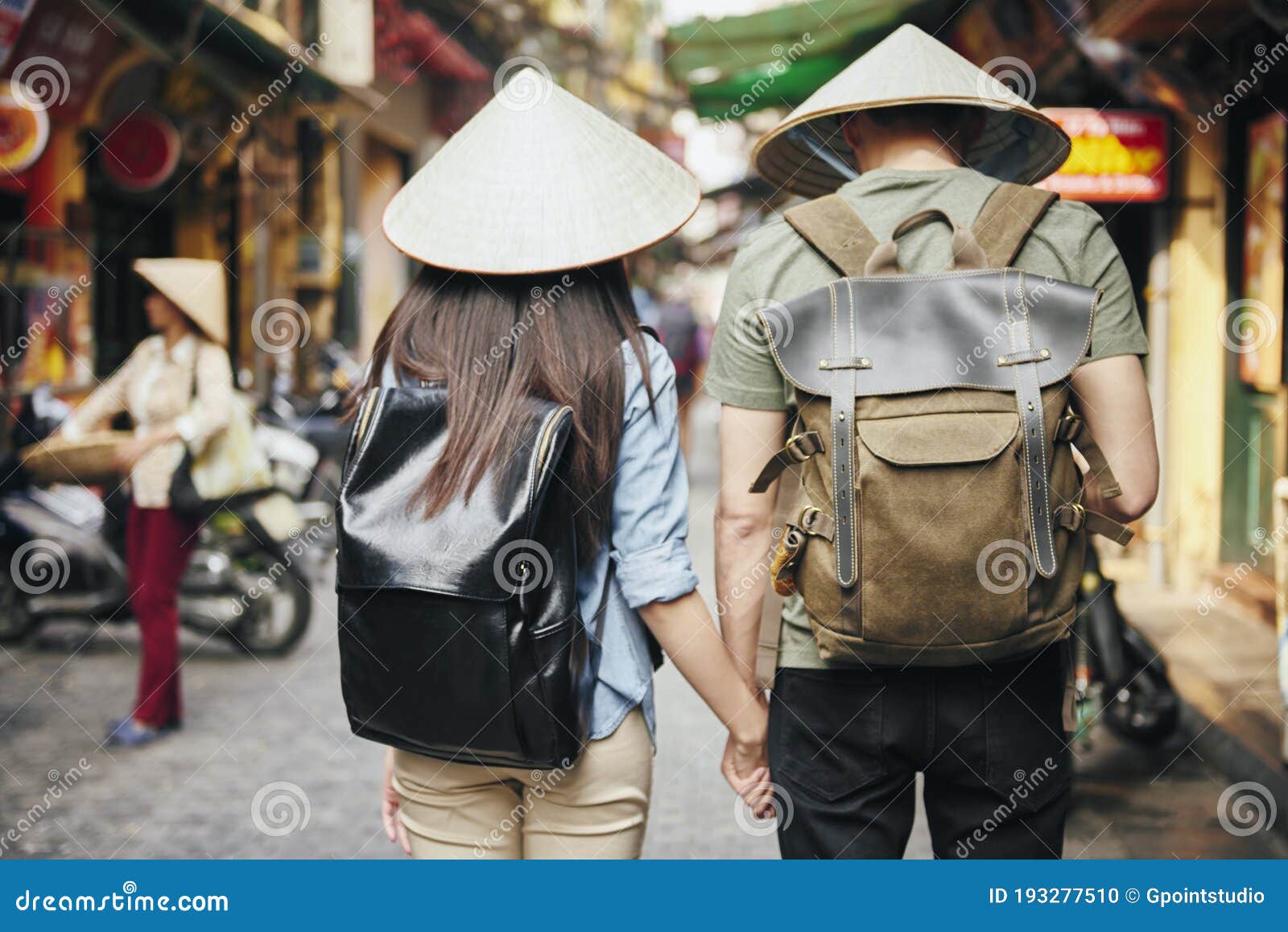 Back View of Tourist with Backpack Exploring the City Stock Photo ...