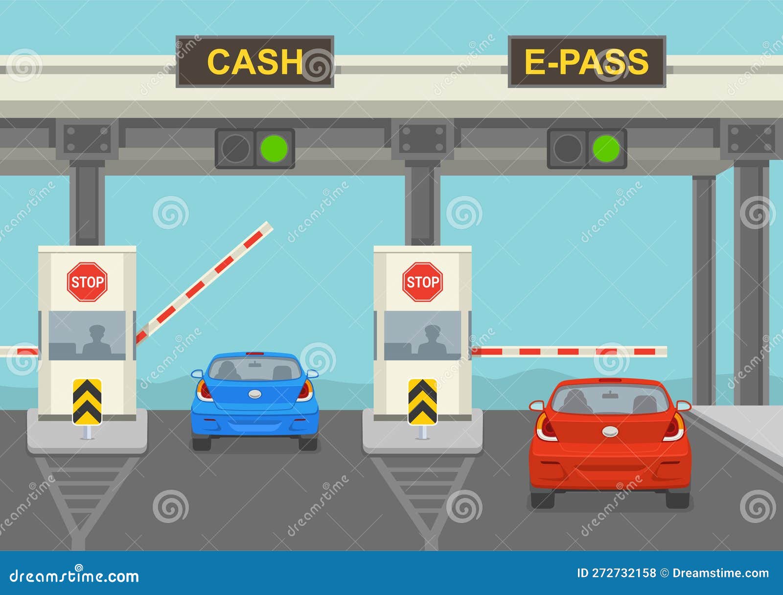 Cars Passing Through Speed Limit Sign At Four Lane Highway. Back View ...