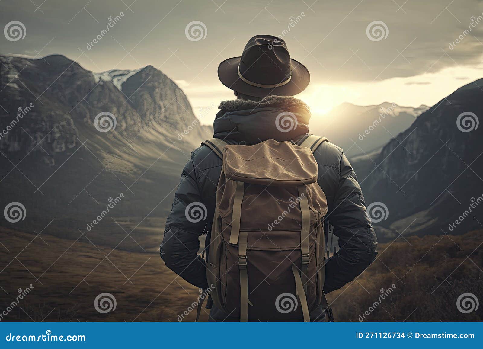 Back View Traveler Taking in the Scenery Stock Illustration ...