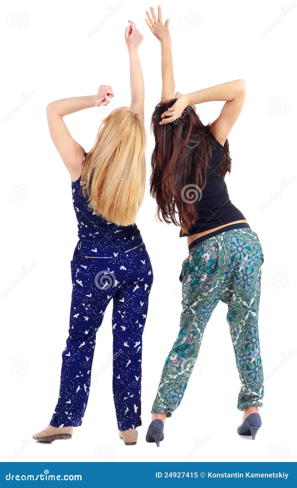 Back View of Two Beautiful Young Woman Dancing Stock Image - Image of ...