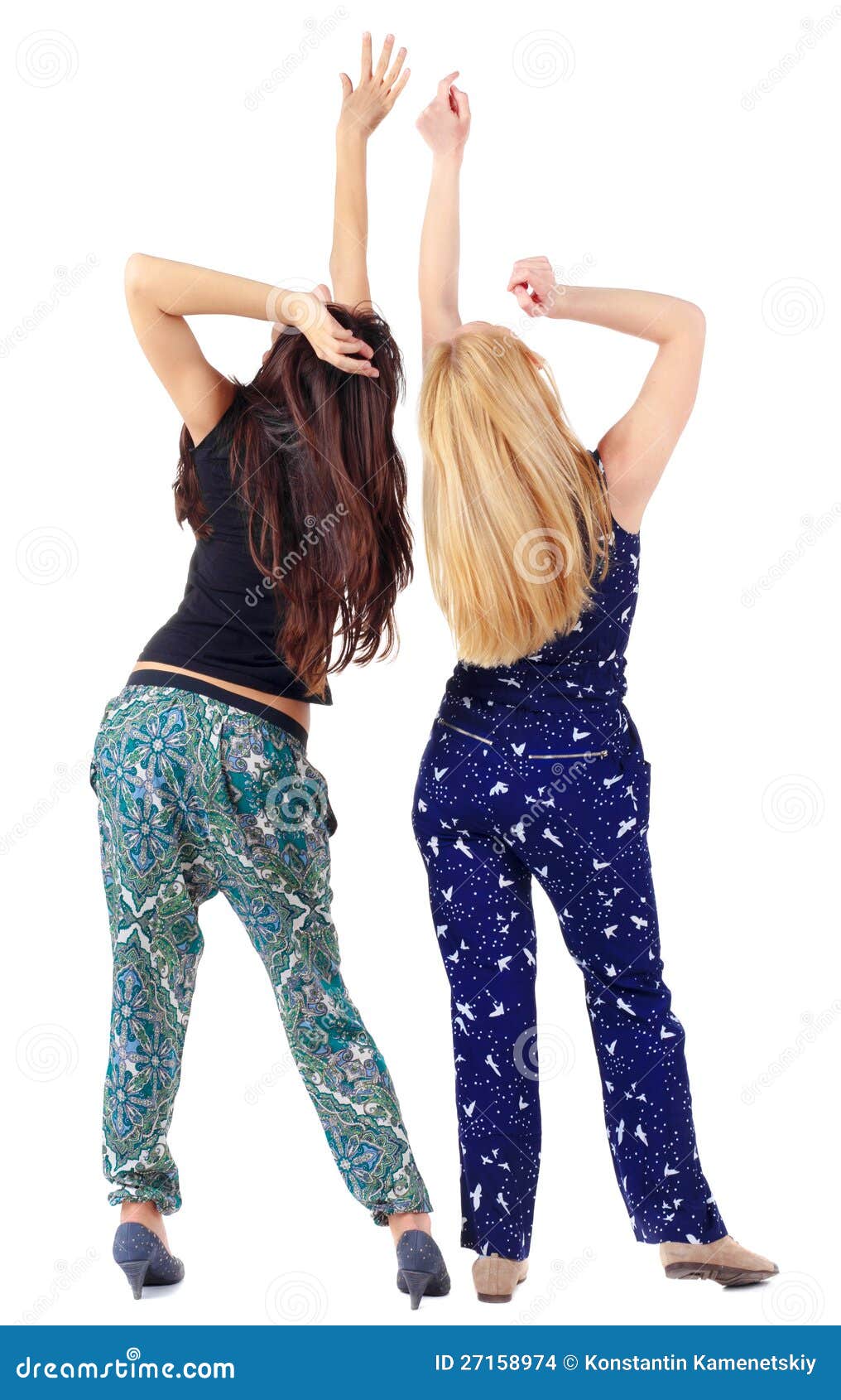 Back View of Two Beautiful Young Woman Dancing Stock Photo - Image of ...
