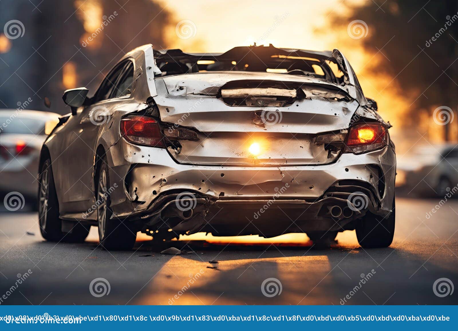 Back View Two Cars Accident Violently Facing Each Other. Ai Generative ...