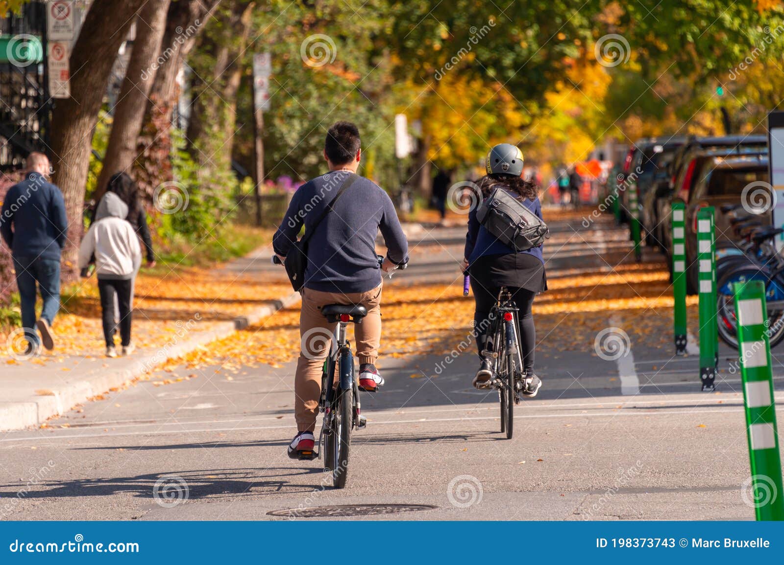 Back View of Two People Riding Bikes on a Cycle Path Editorial Stock ...