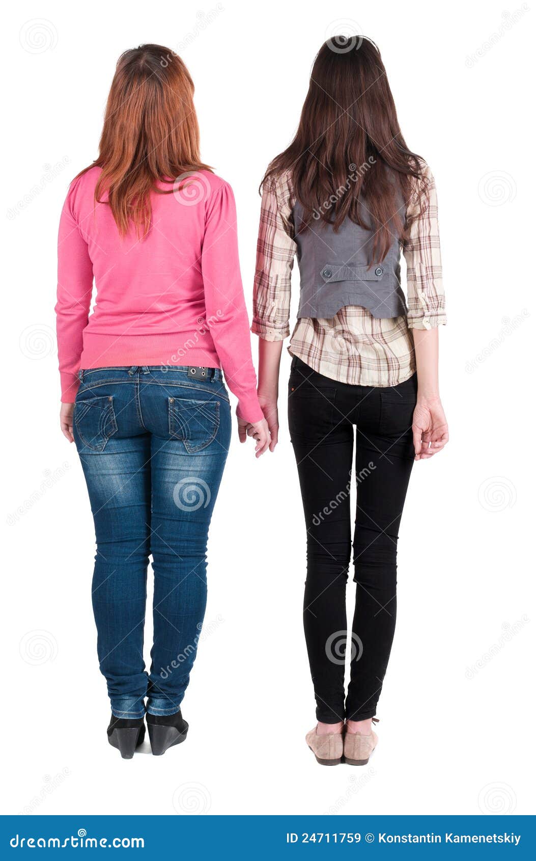Back View of Two Young Girl Stock Image - Image of diversity, friends ...