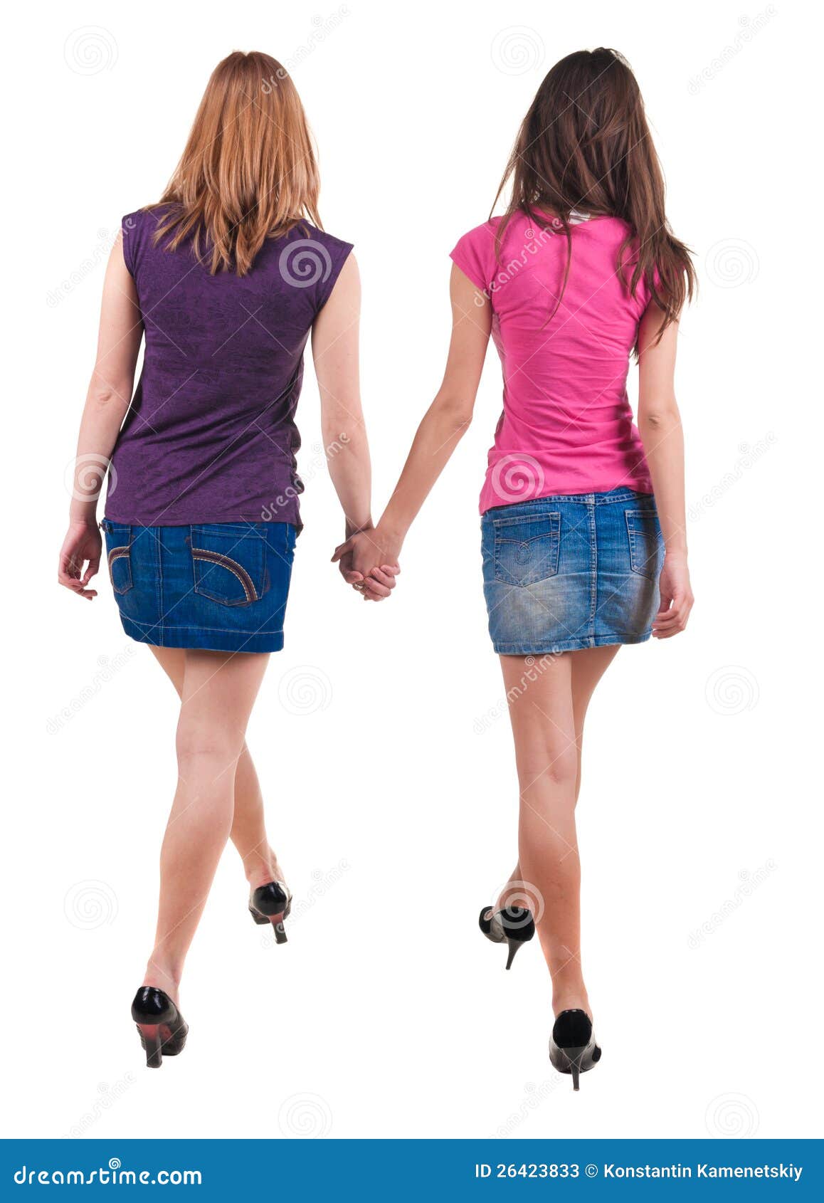 Back View of Two Young Women Walking Stock Image - Image of isolated ...