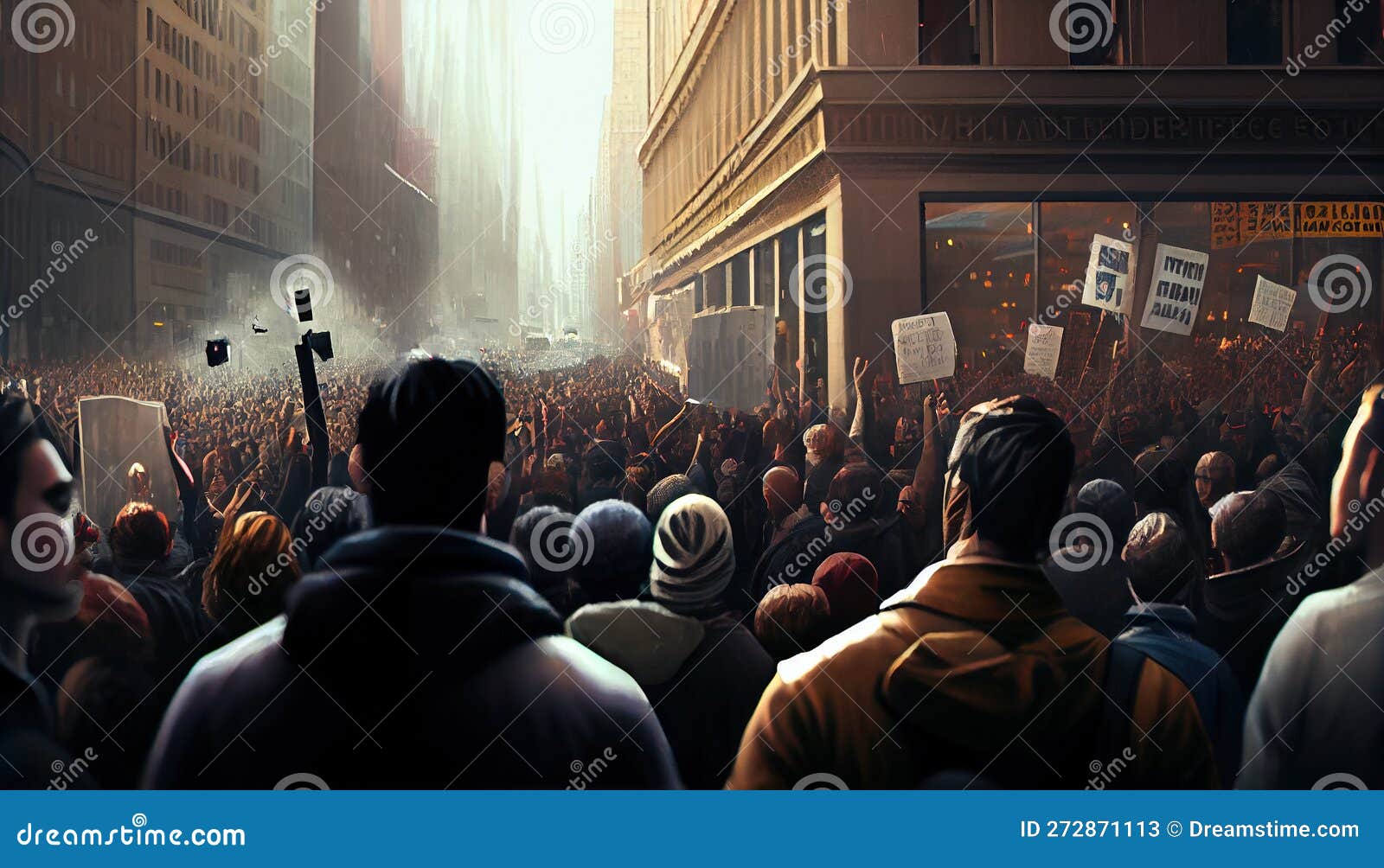 Back View of Unrecognizable People at a Protest in a Crowd of ...