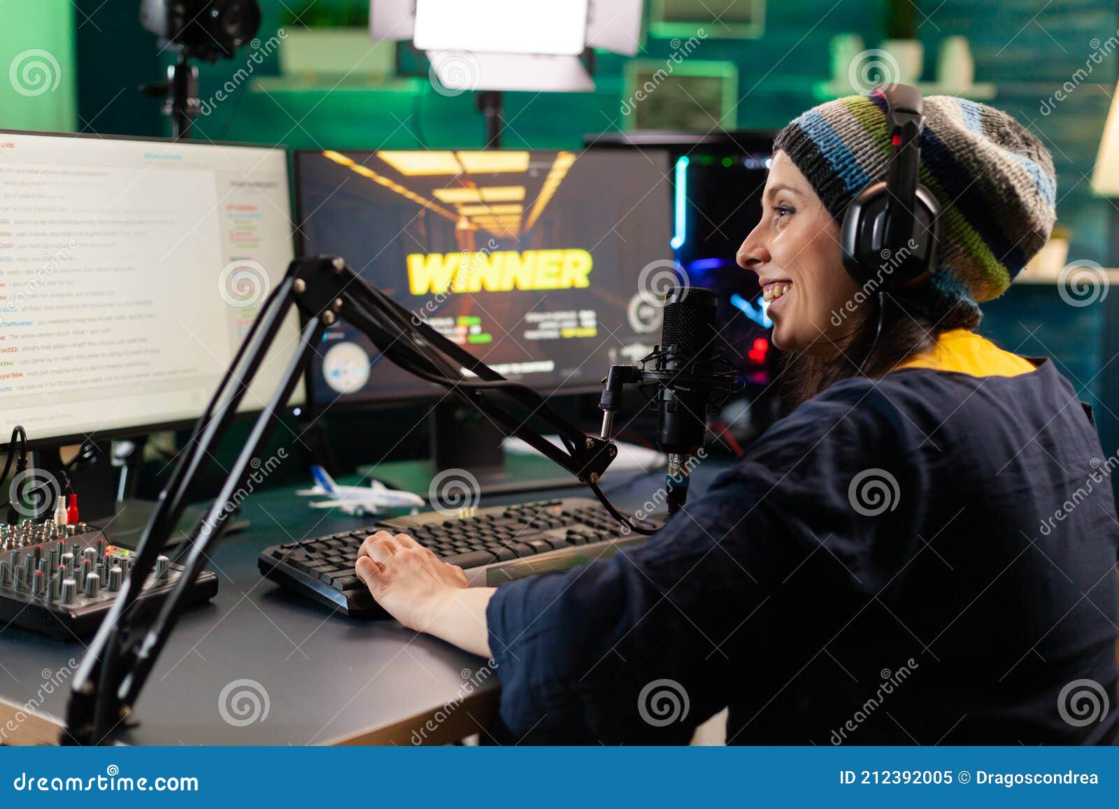 Back View of Upseted Streamer Playing Game Competition Stock Image ...