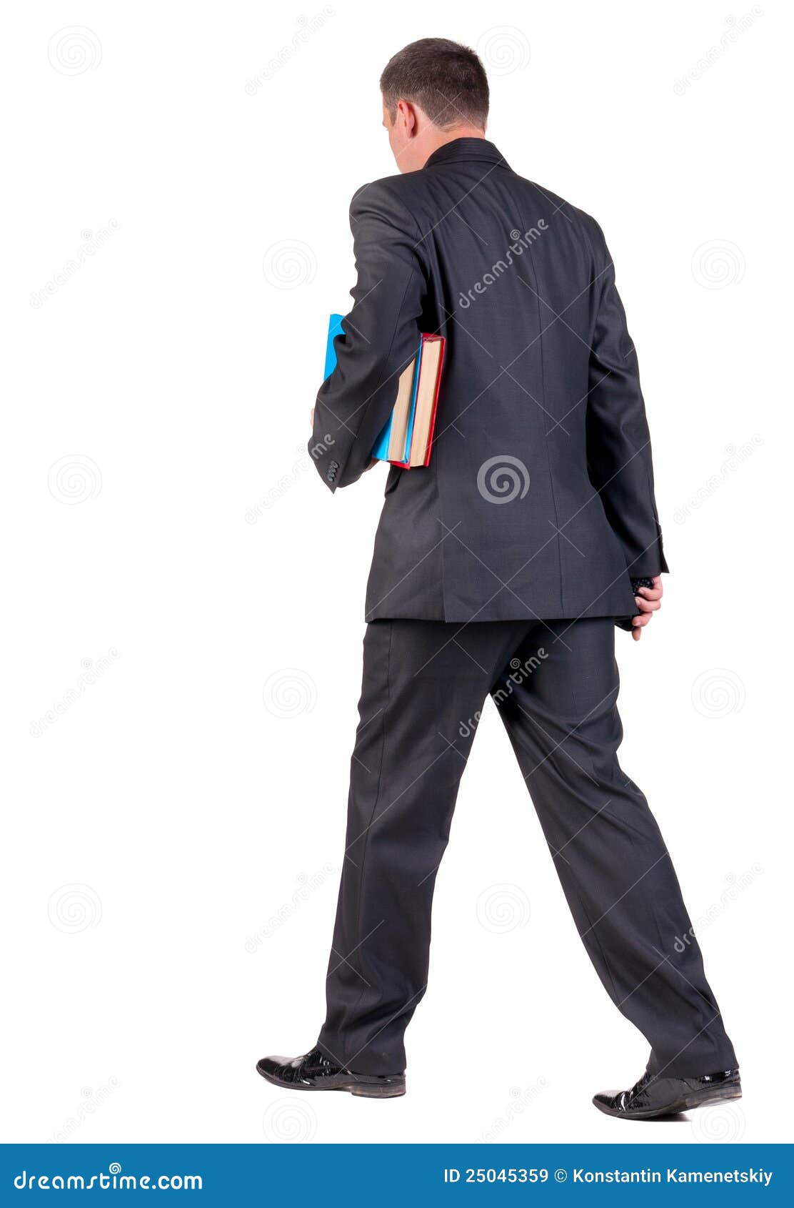 Back View of Walking Business Man with Books Stock Image - Image of ...