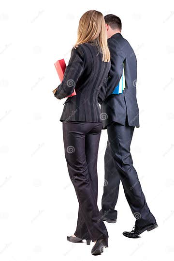 Back View of Walking Business Team Stock Photo - Image of male, black ...