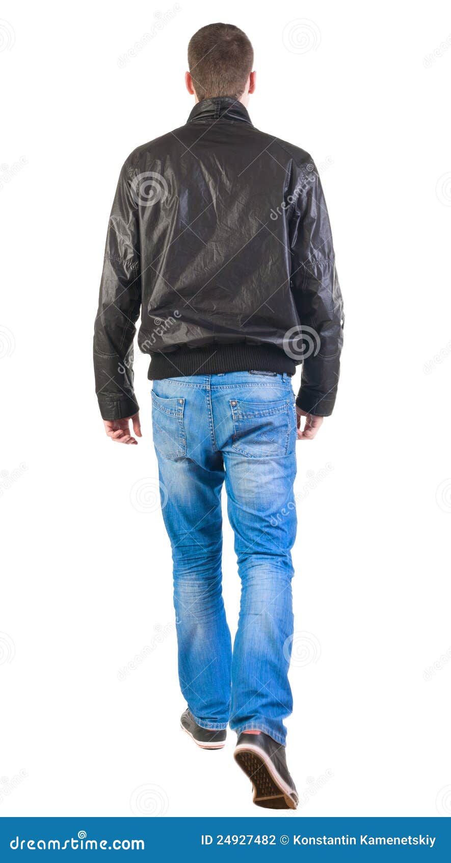 Back View of Walking Handsome Man in Jacket. Stock Photo - Image of ...