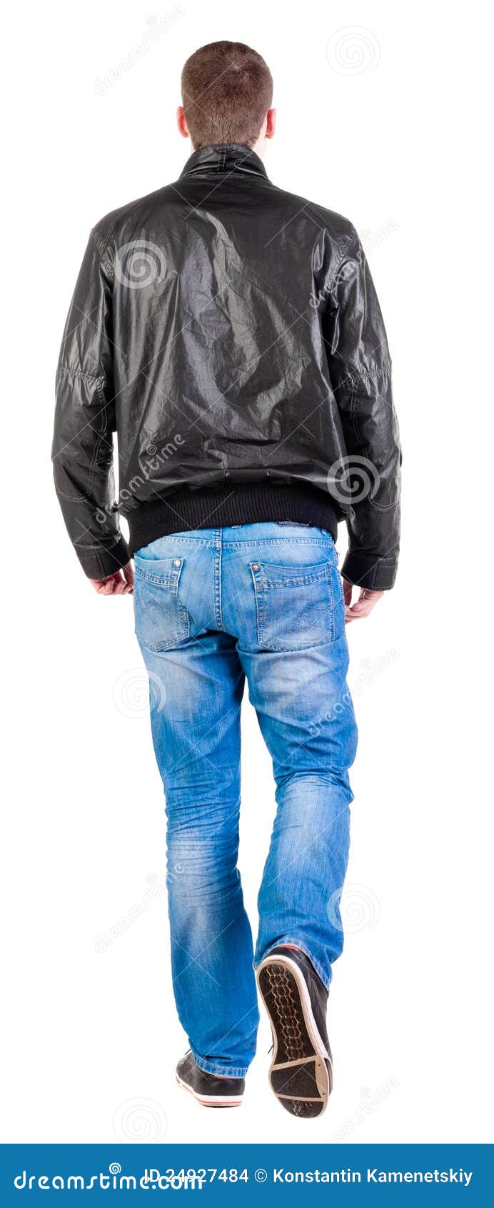 Back View of Walking Handsome Man in Jacket Stock Photo - Image of ...