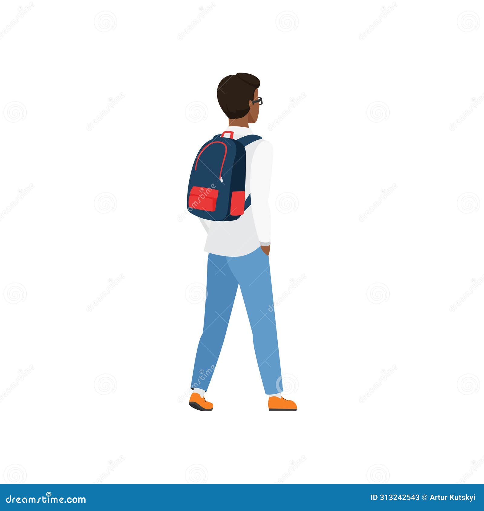 Back View of Walking Student Character Stock Vector - Illustration of ...