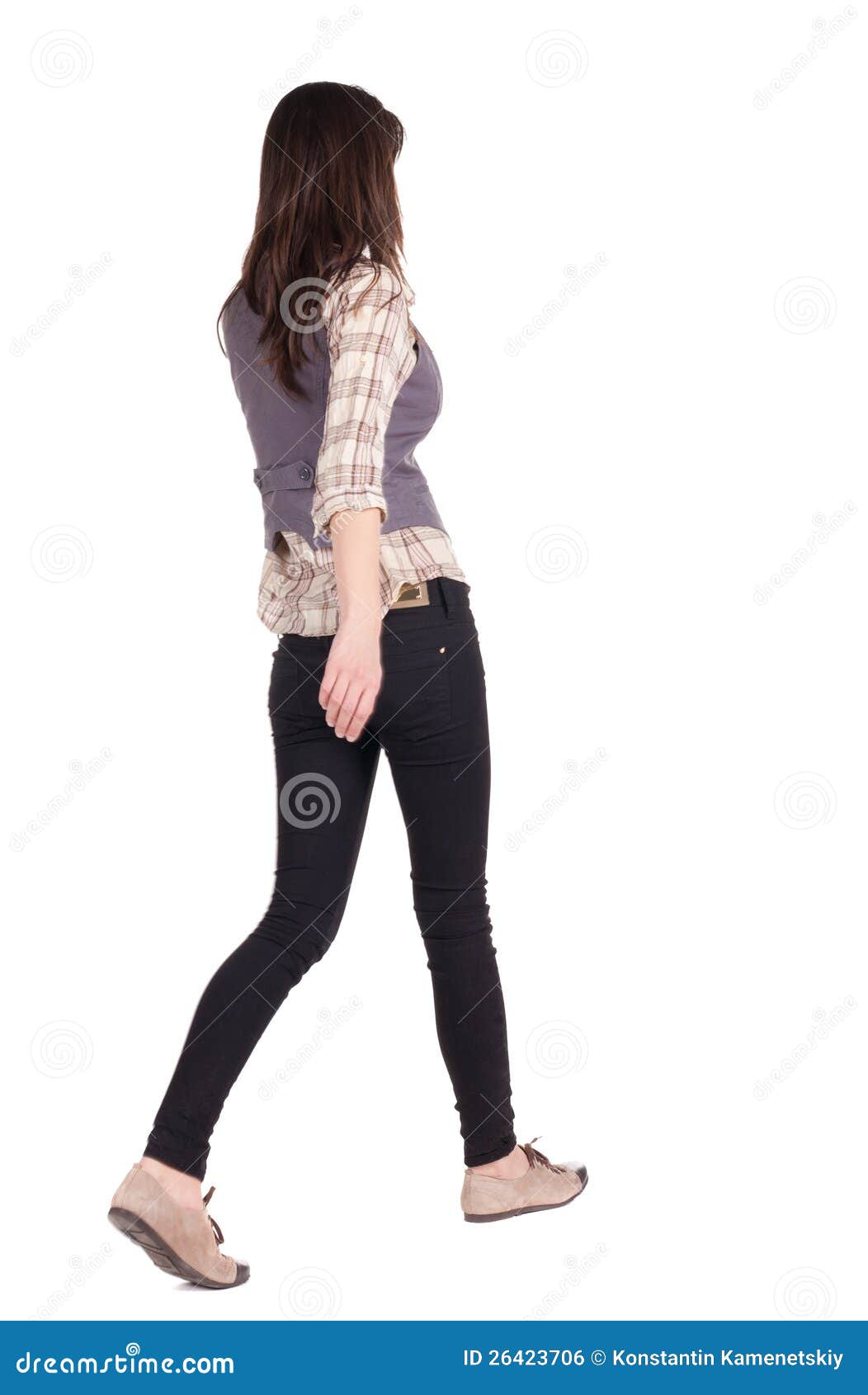 Back View of Walking Woman . Stock Photo - Image of movement, brunette ...