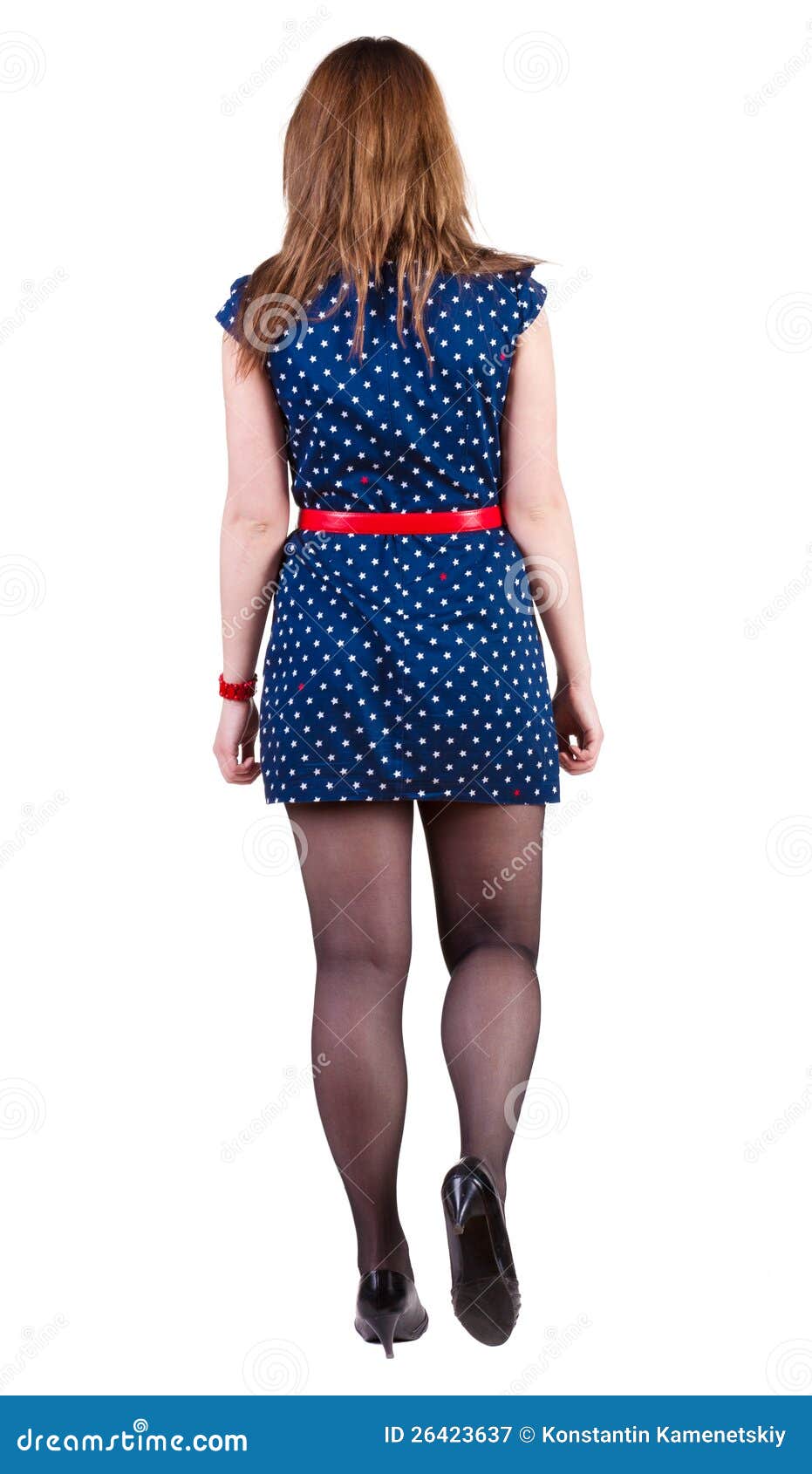 Back View of Walking Young Woman Stock Image - Image of posing, hair ...