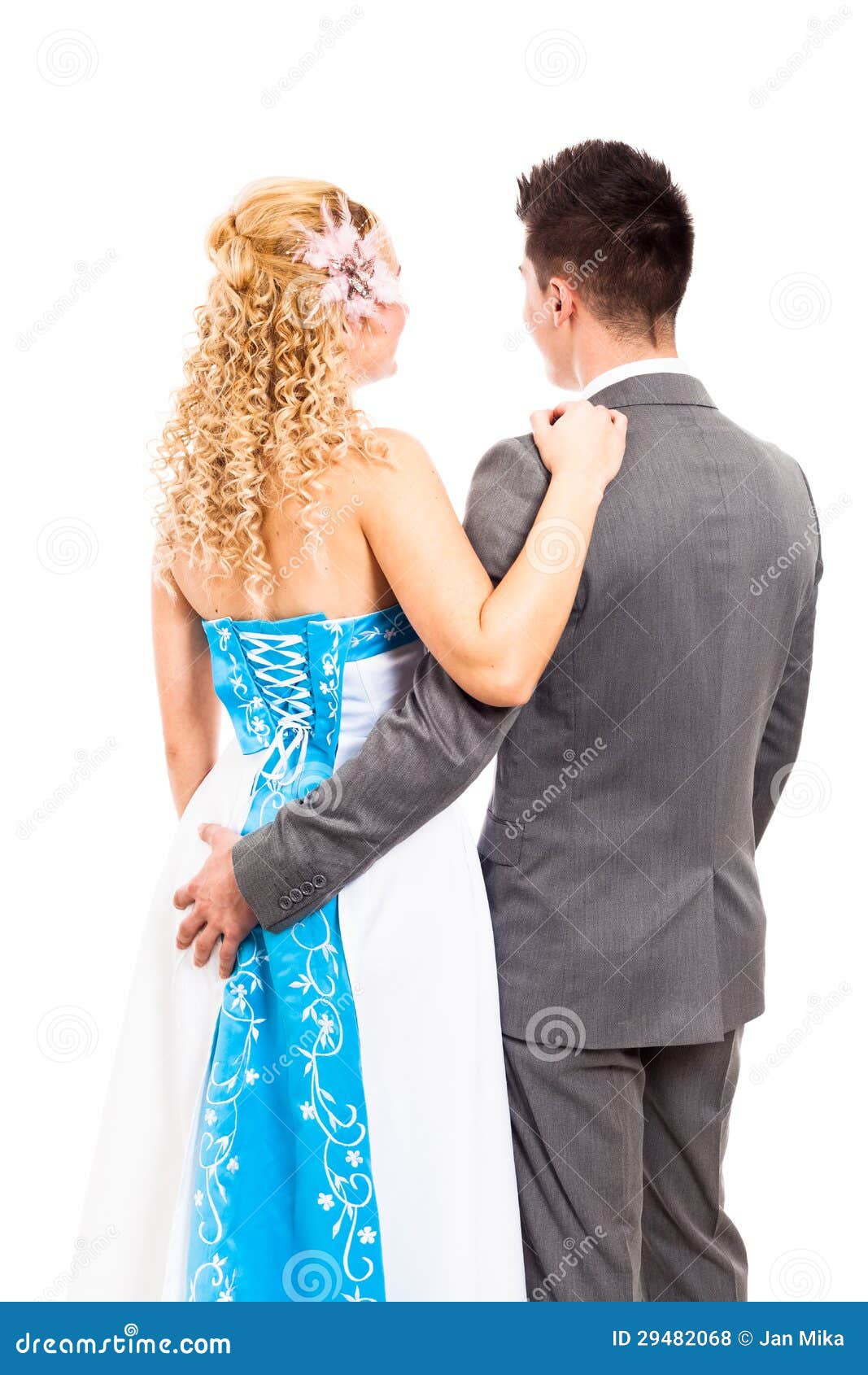 Back View of Wedding Couple Stock Photo - Image of marriage, loving ...