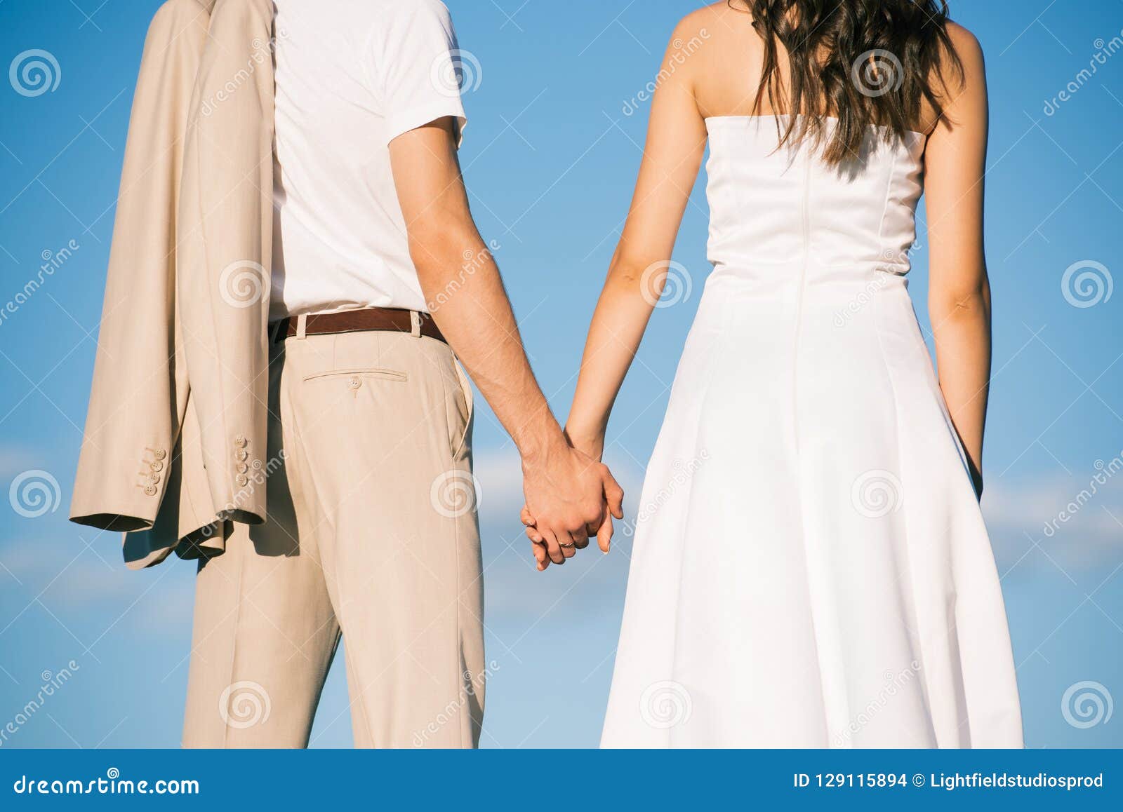 Back View of Wedding Couple Stock Photo - Image of handsome, male ...