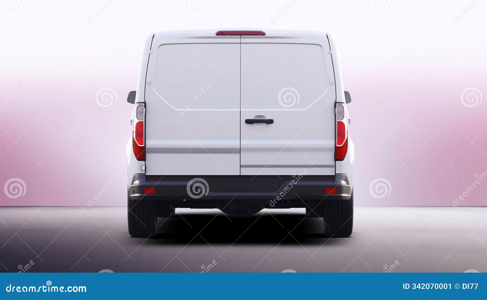Back View of White Cargo Van with Minimalist Background Stock ...