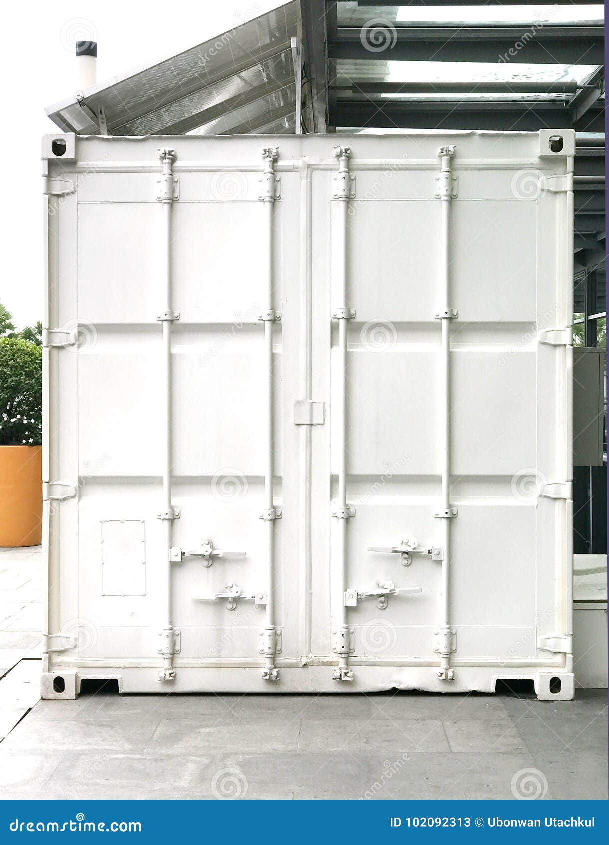 Back View of White Shipping Container Stock Image - Image of industry ...