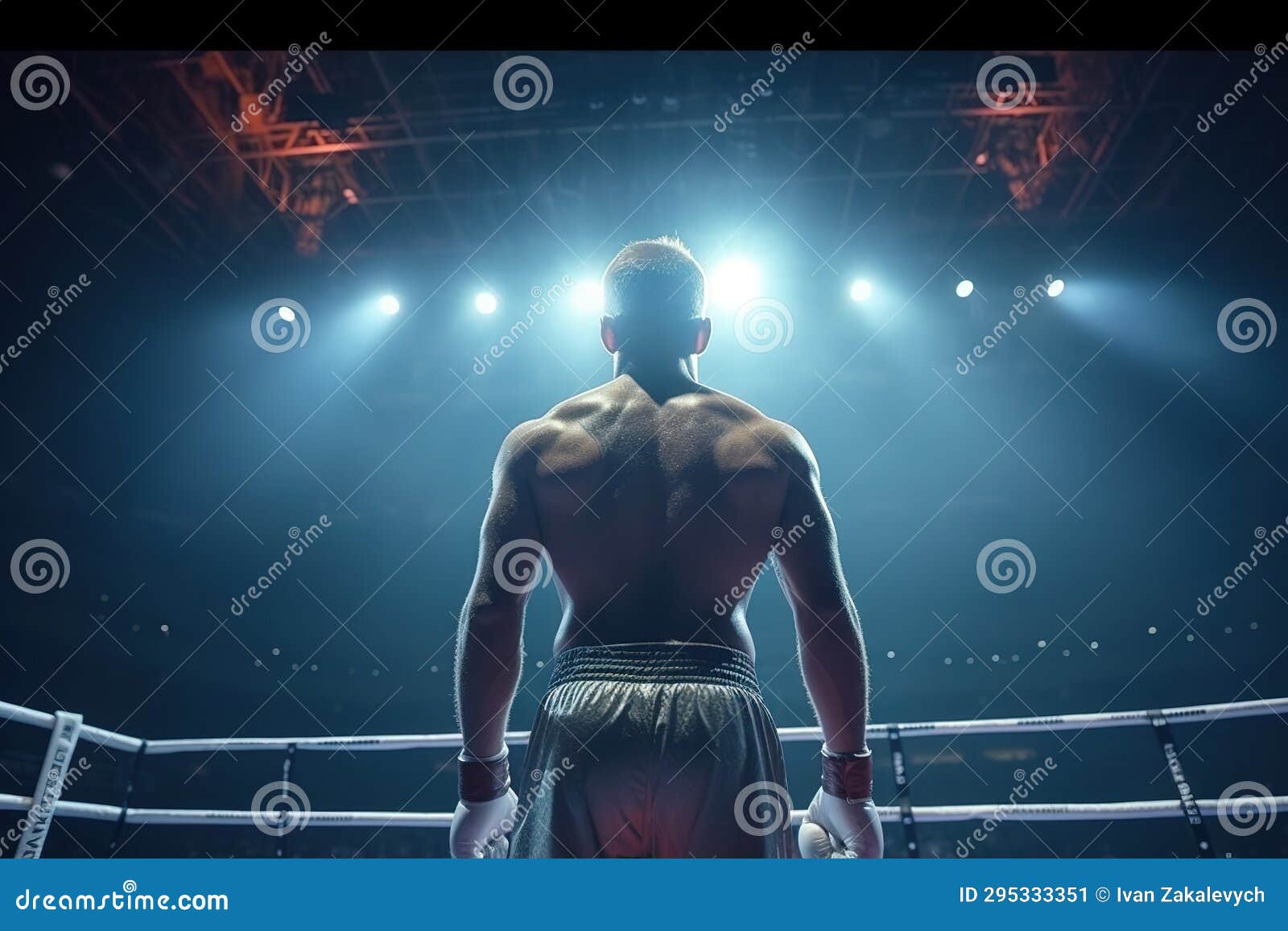 Back View Winner Professional Boxer Fight in Ring Man.illustration ...