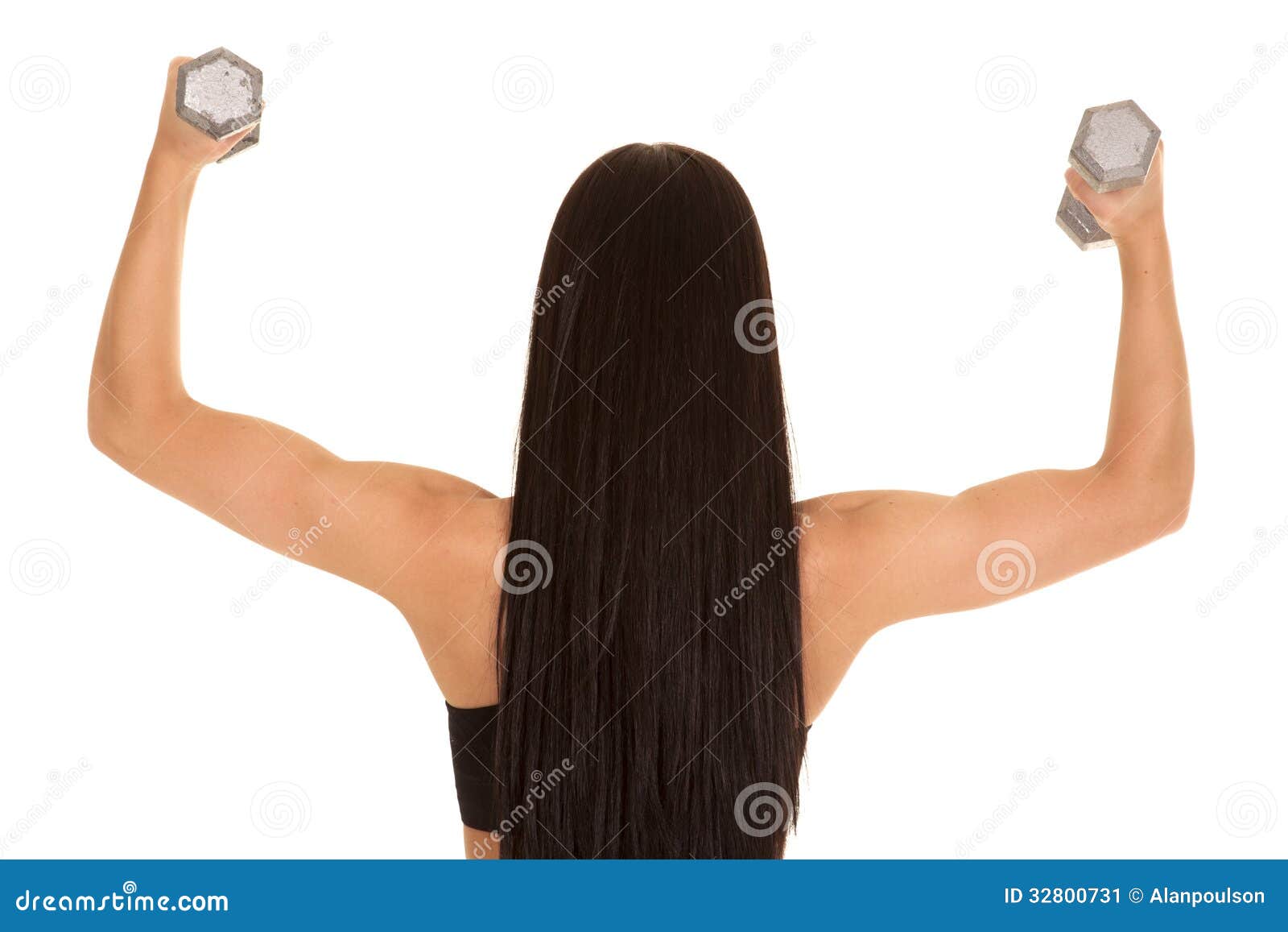 Back View Woman Arms Weights Stock Image - Image of back, health: 32800731