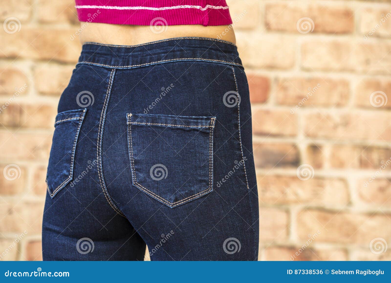 Back View of Woman Buttocks in Jeans Stock Photo - Image of slim, waist ...
