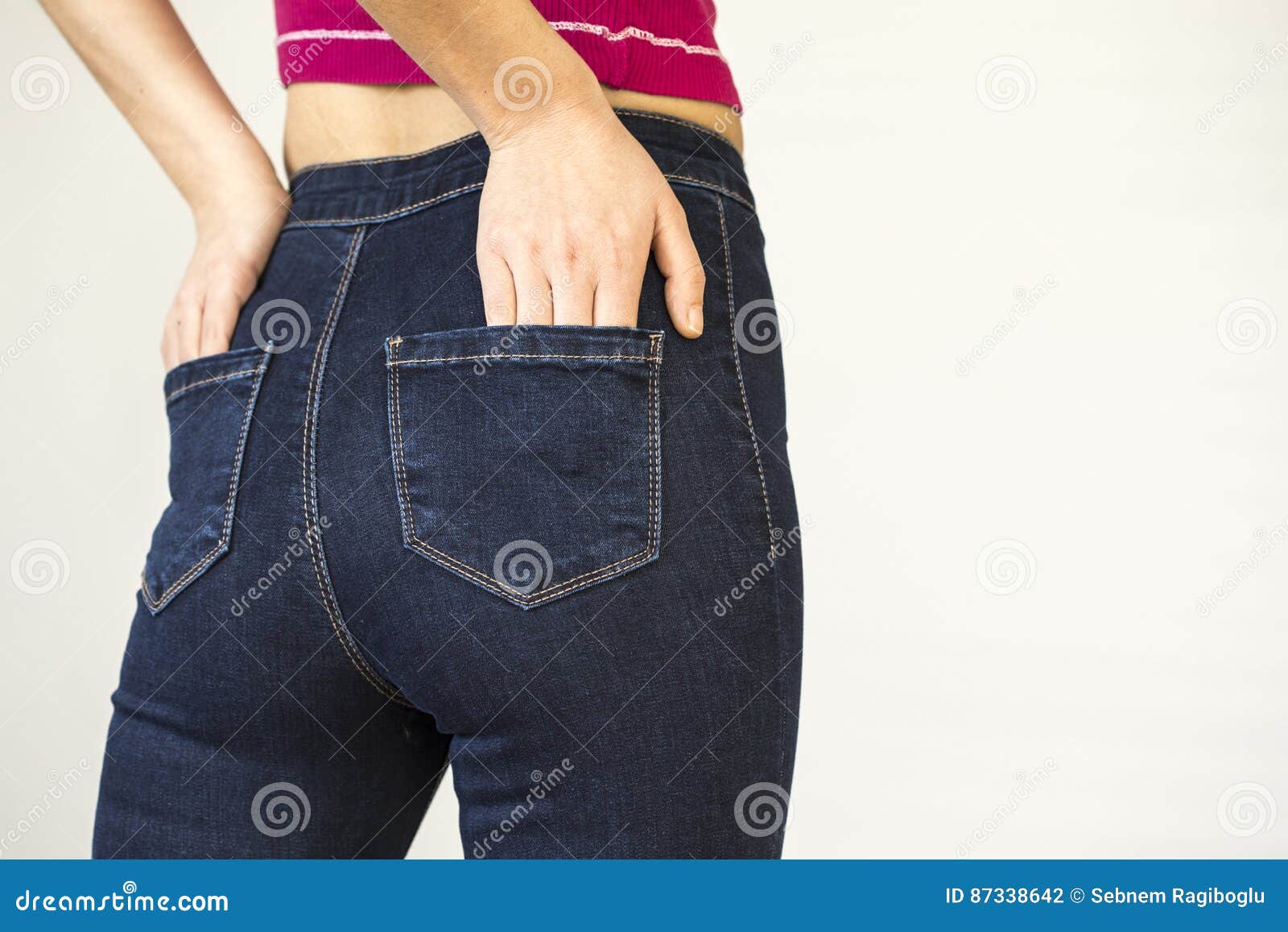 Back View of Woman Buttocks in Jeans Stock Photo - Image of woman ...