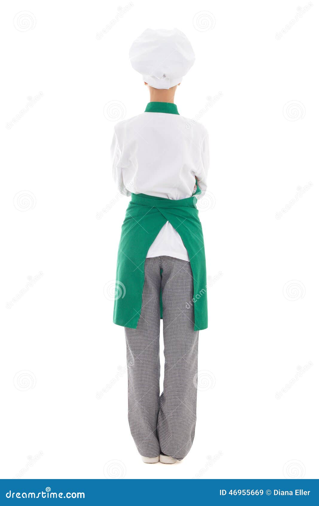 Back View of Woman in Chef Uniform - Full Length Isolated Stock Image ...