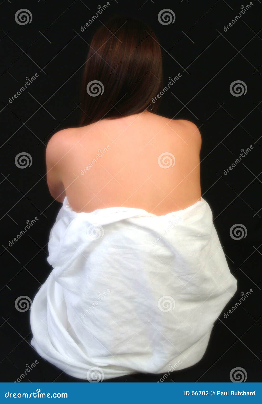 Back View of Woman Draped in Sheet Stock Photo - Image of brunette ...