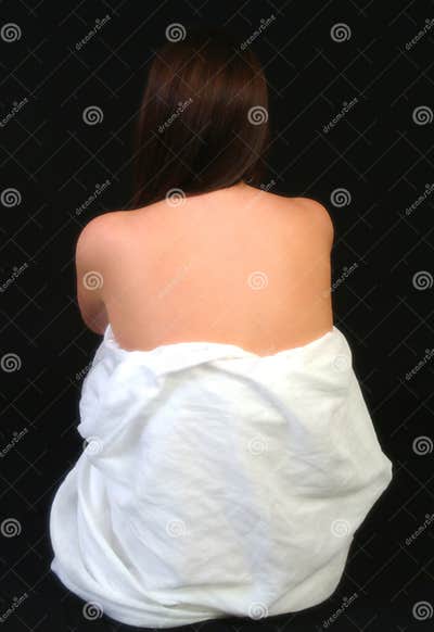 Back View of Woman Draped in Sheet Stock Photo - Image of brunette ...