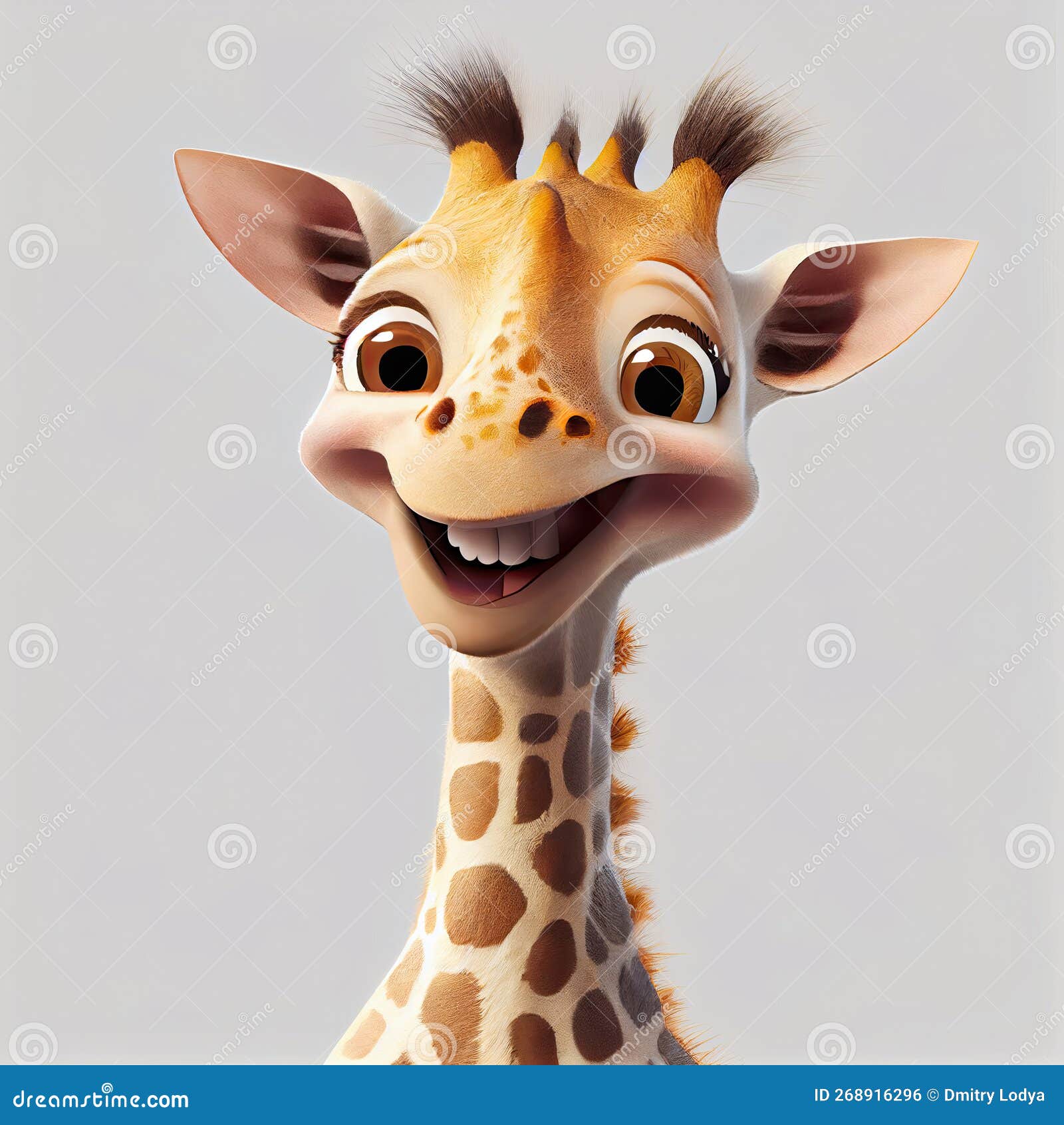 3D Illustration of Playful Baby Giraffe on a White Background Stock ...