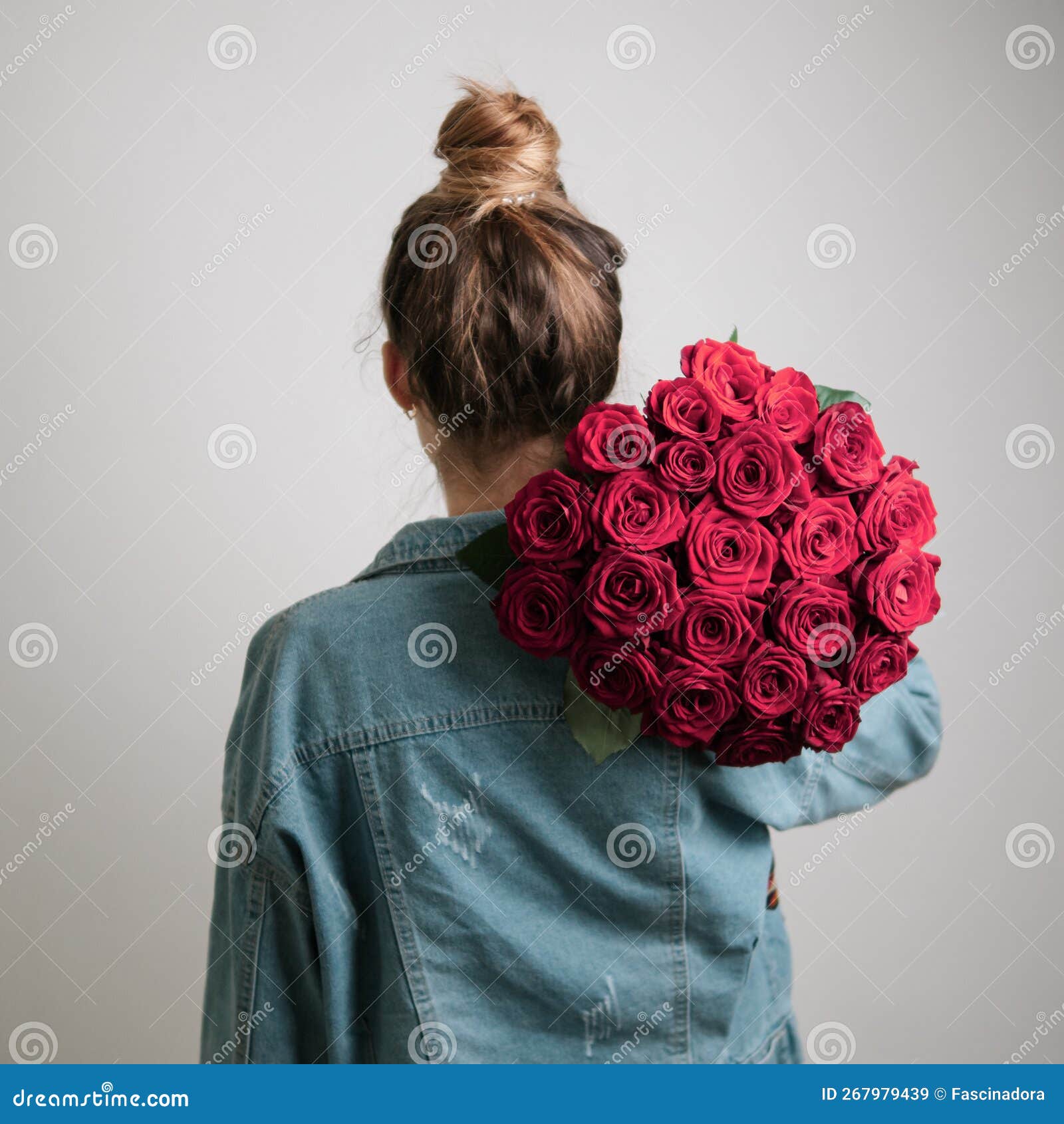Back View of Woman, Holding Viva Magenta Roses Stock Image - Image of ... Back View of Woman, Holding Viva Magenta Roses Stock Image - Image of ...