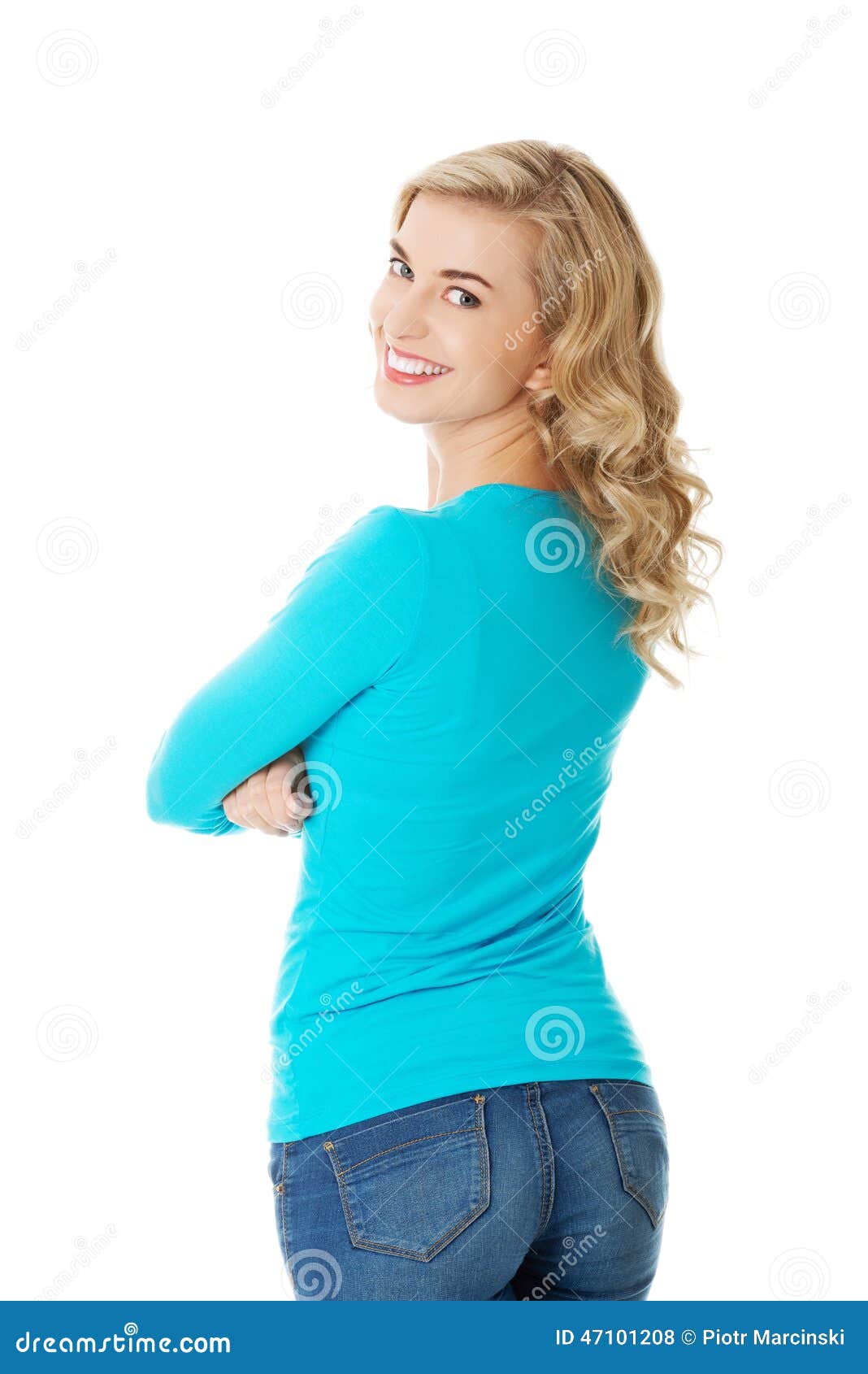 Back View Woman Looking at the Camera Stock Photo - Image of pretty ...