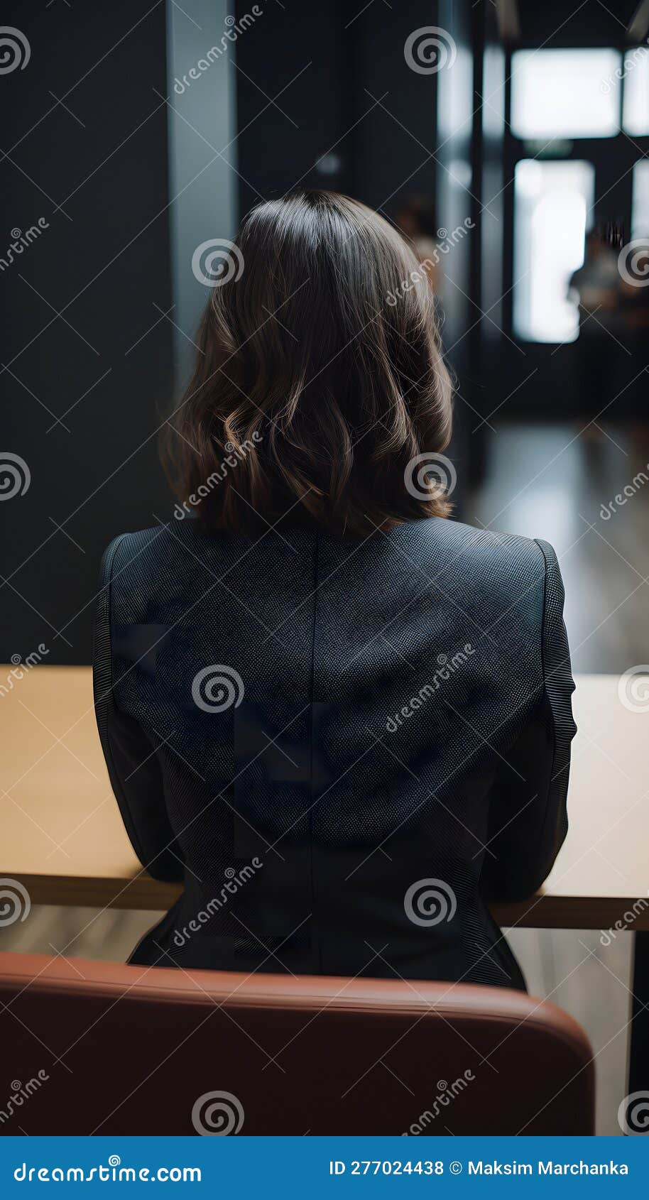Back View of a Woman in a Suit Waiting for a Job Interview, Generated ...