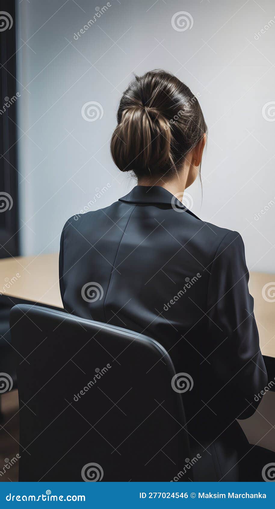 Back View of a Woman in a Suit Waiting for a Job Interview, Generated ...