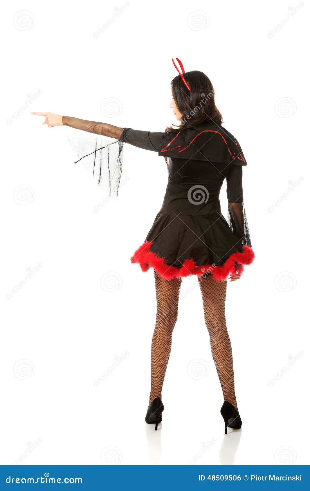 Back View Woman Wearing Devil Clothes Stock Photo - Image of celebrate ...