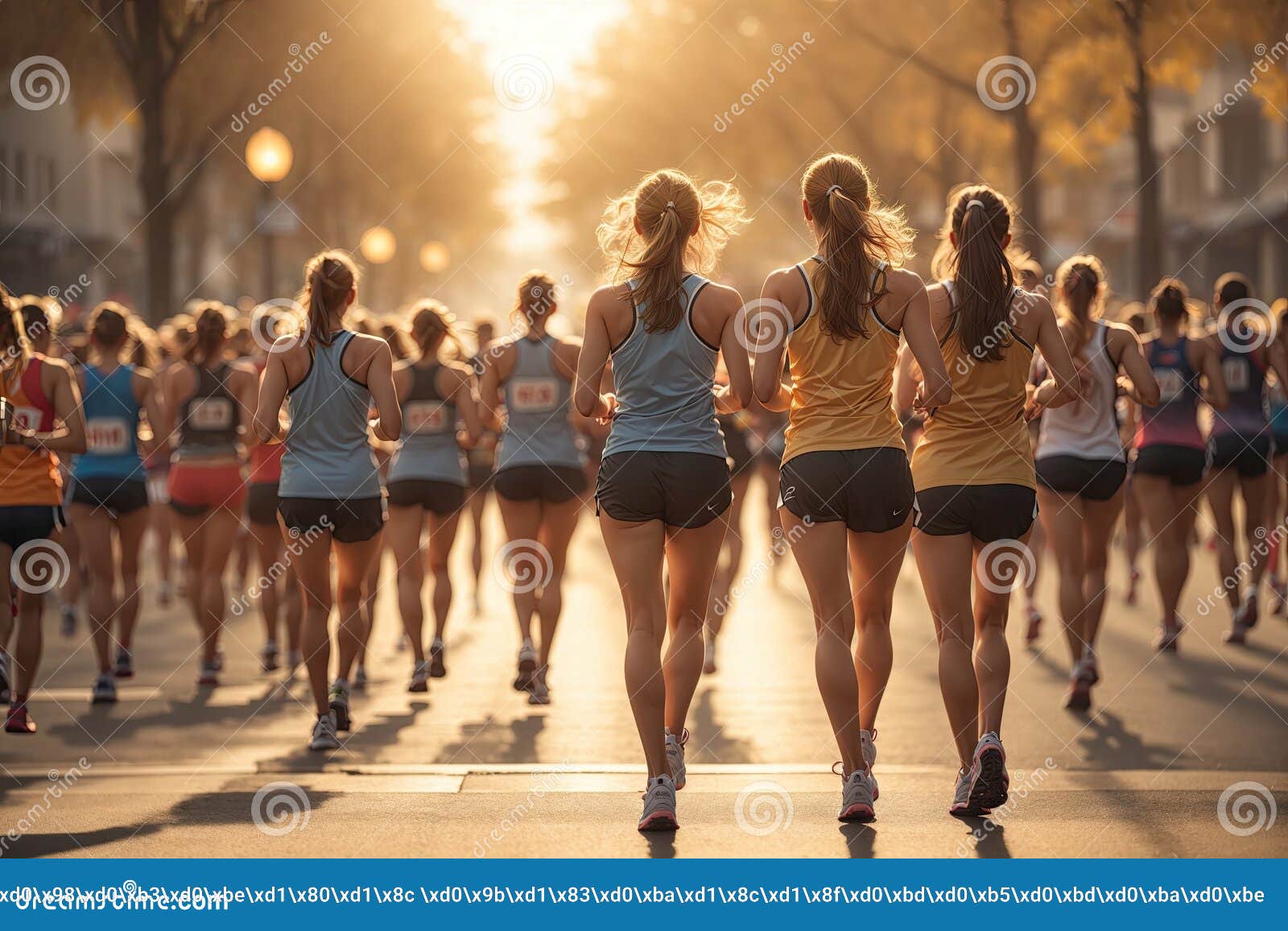 Back View Women Running Marathon. Ai Generative Stock Illustration ...