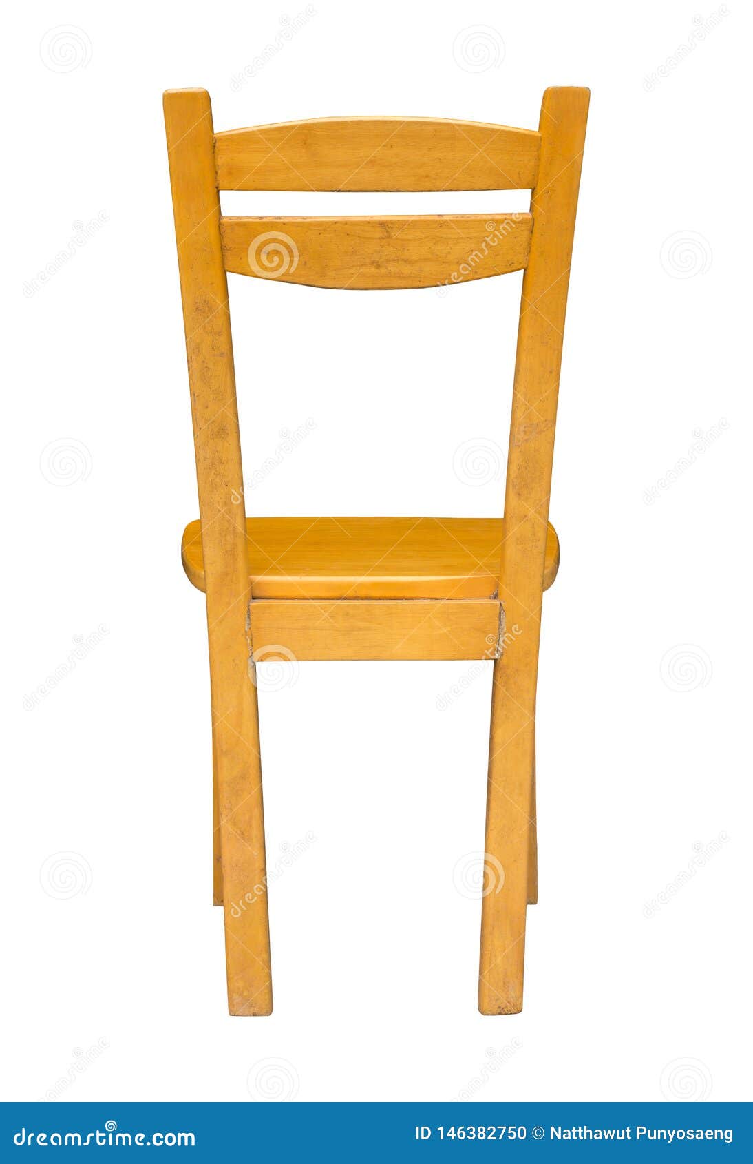 Back View of Wooden Chair Isolated on White Stock Photo - Image of ...