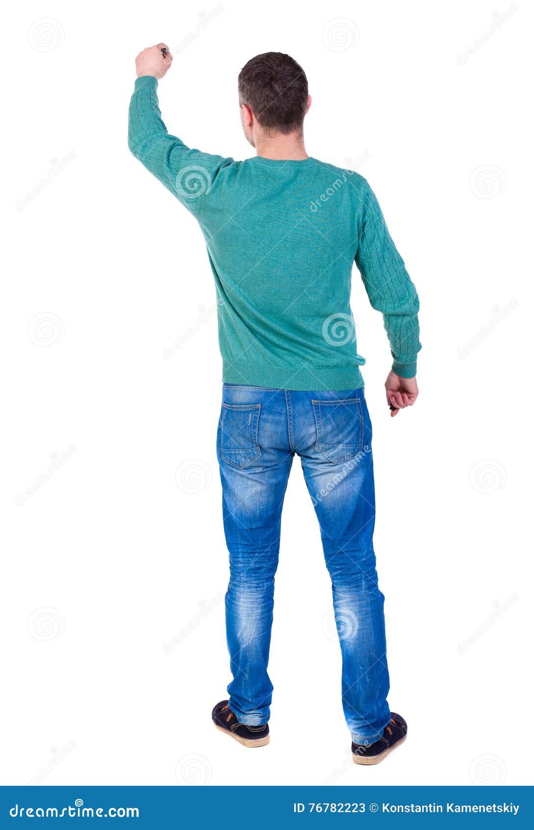 Back View of Writing Business Man. Stock Image - Image of posing, draws ...